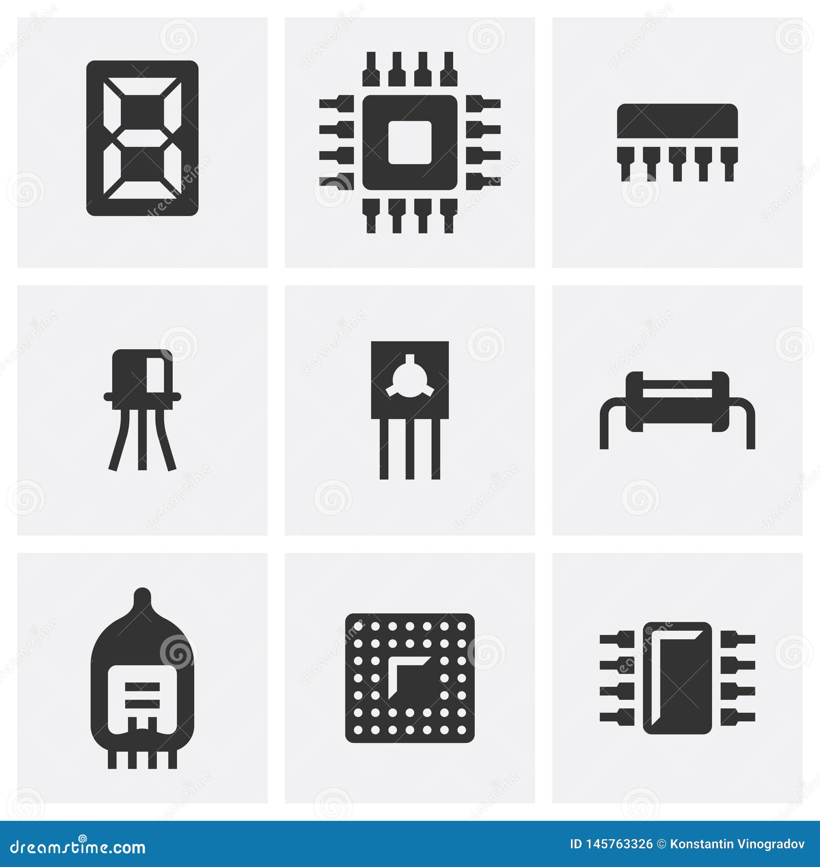 Electronics. Set of Nine Flat Icons Stock Illustration - Illustration ...