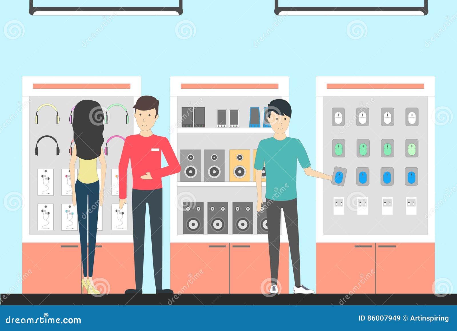 Electronics shop inside. stock vector. Illustration of phone - 86007949