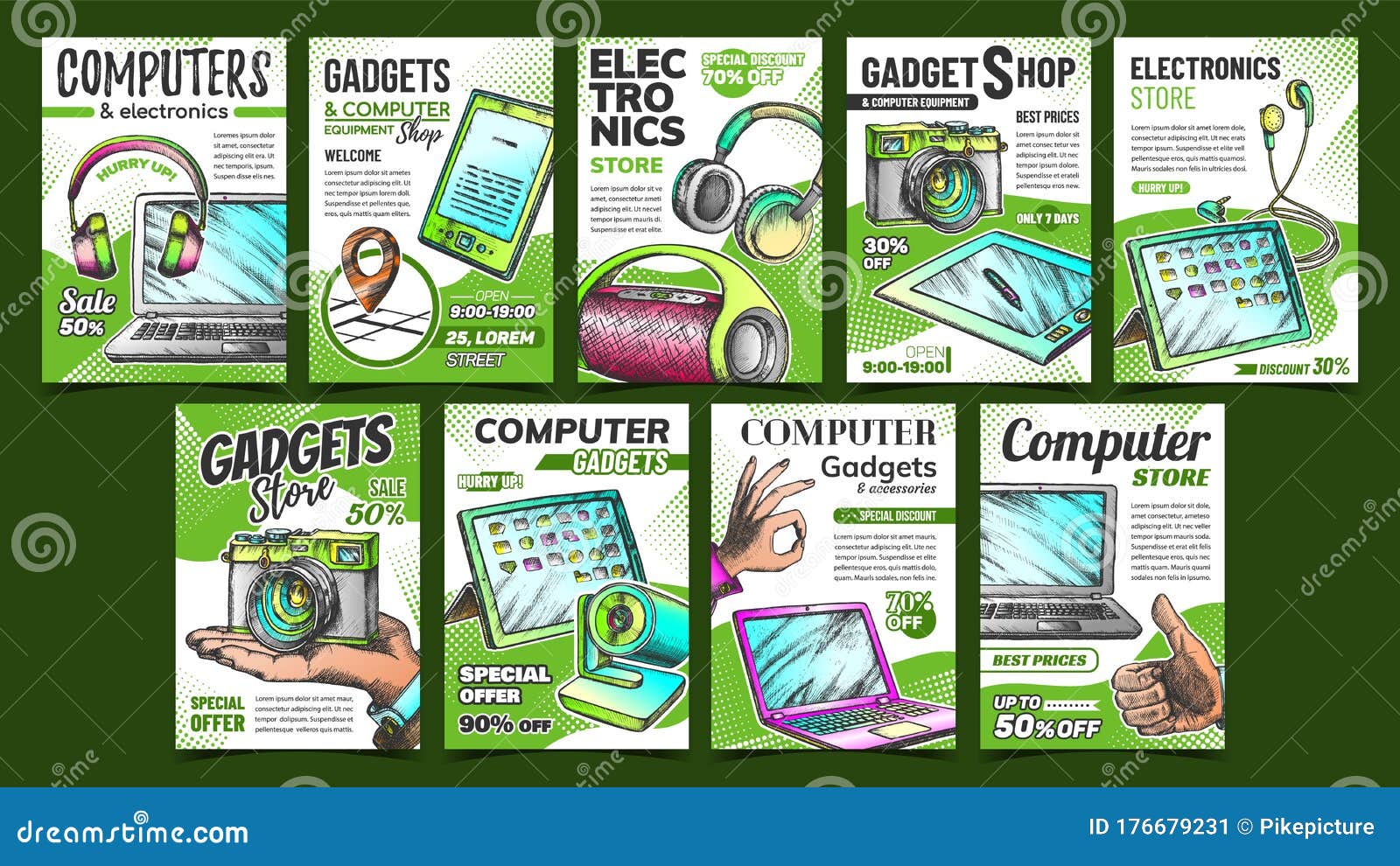 Electronics Store Advertising Posters Set Vector Stock Vector ...