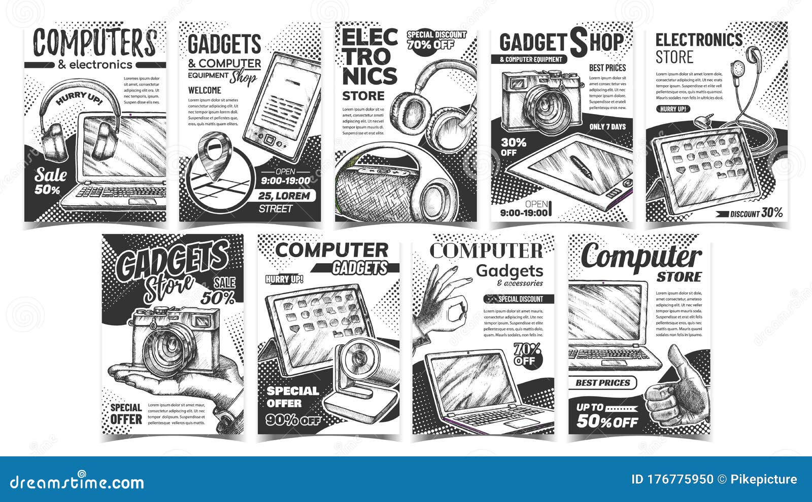 Electronics Store Advertising Posters Set Vector Stock Vector ...