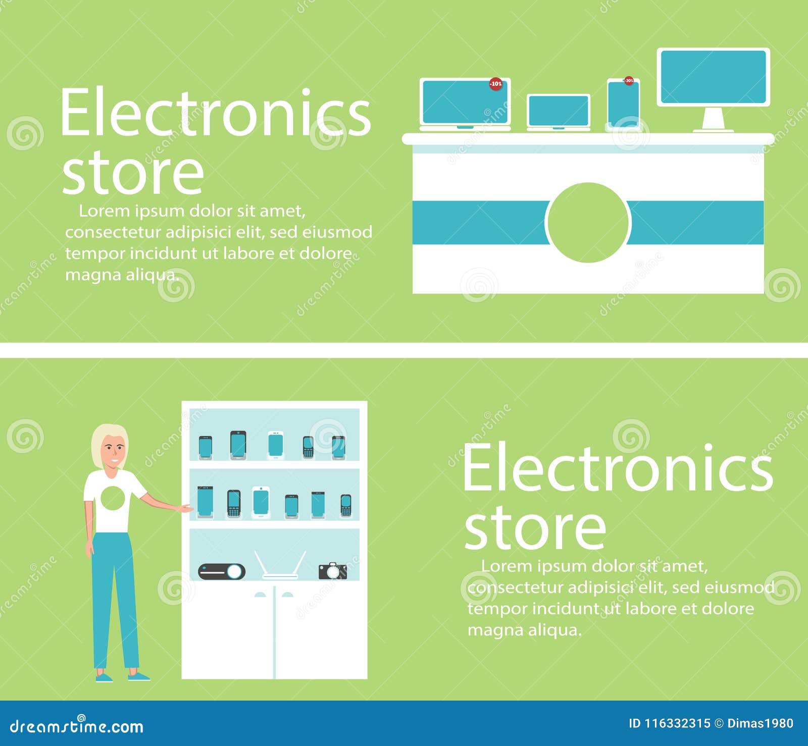 Electronics Store Banners with Digital Gadgets Stock Vector ...