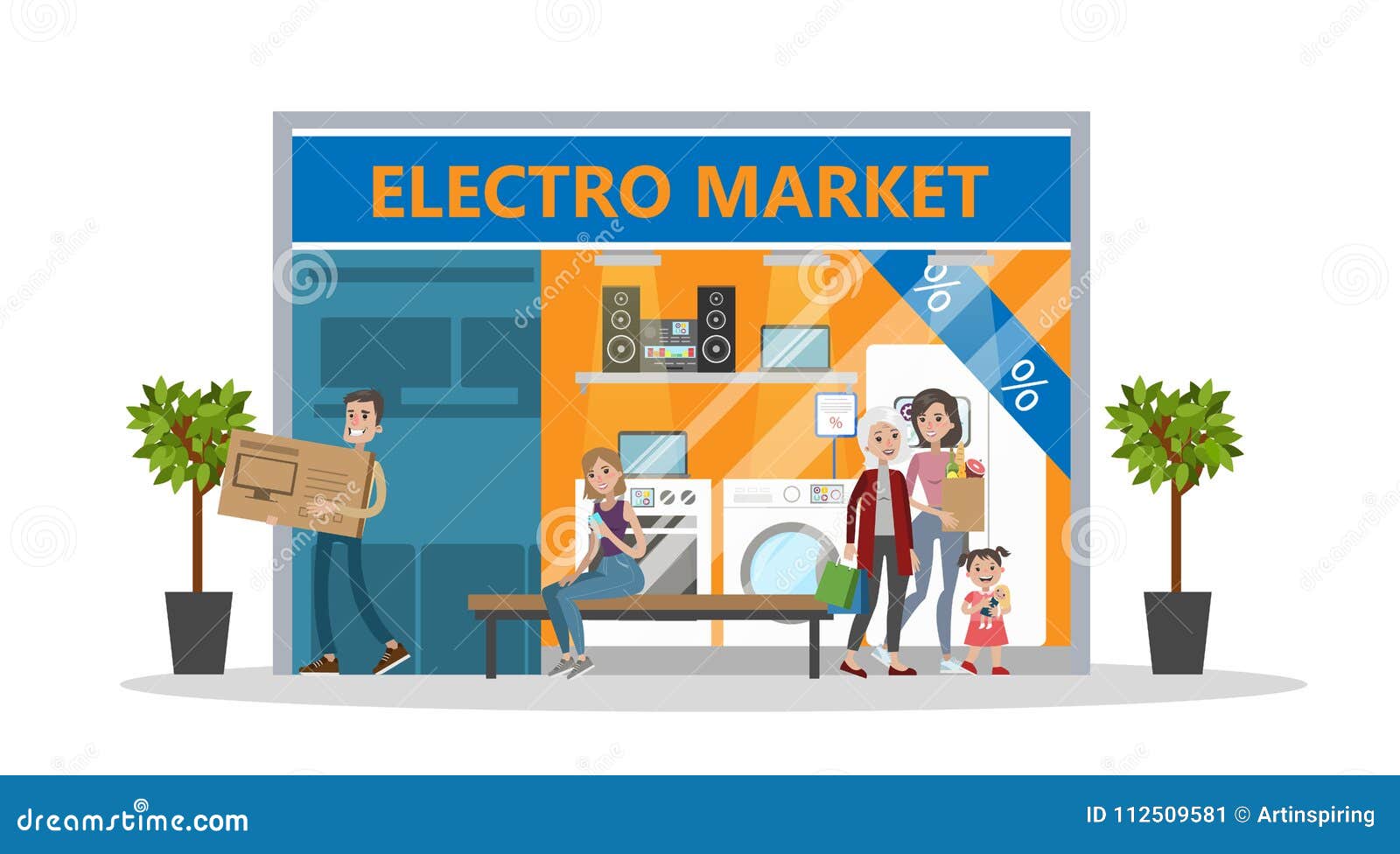Electronics store in mall. stock vector. Illustration of domestic ...