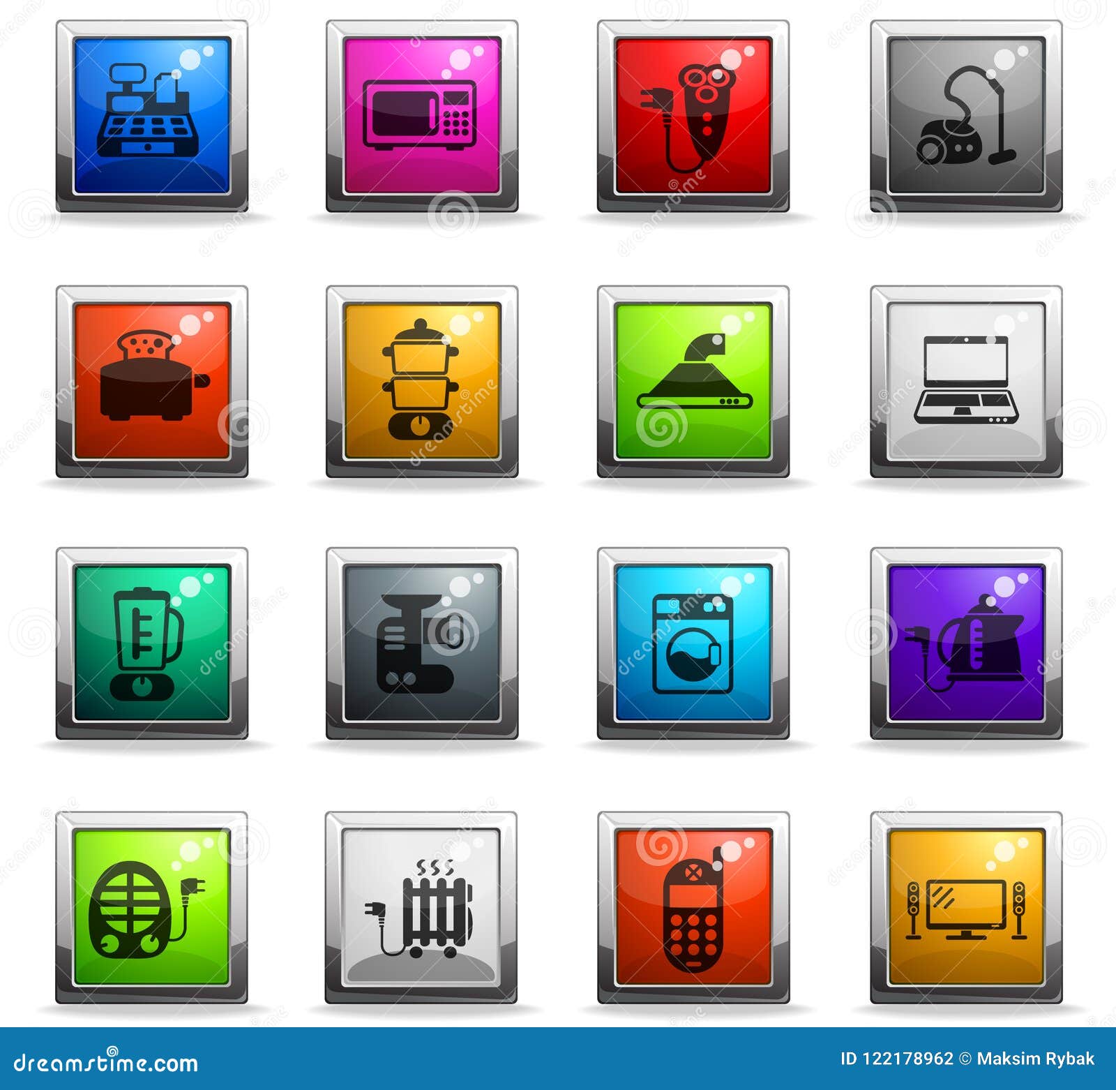 Electronics Supermarket Icon Set Stock Vector - Illustration of monitor ...