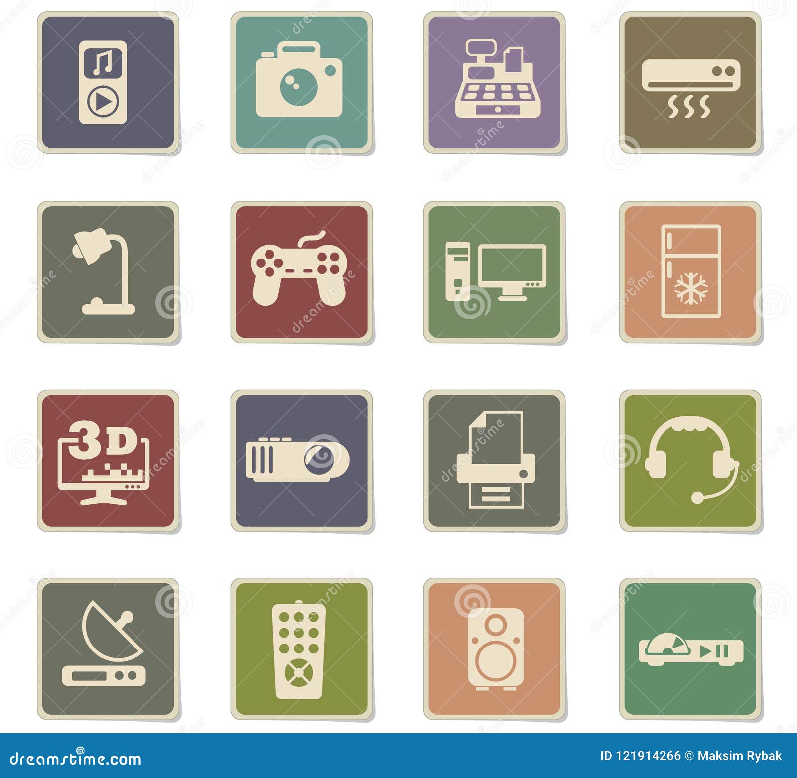 Electronics Supermarket Icon Set Stock Vector - Illustration of lamp ...