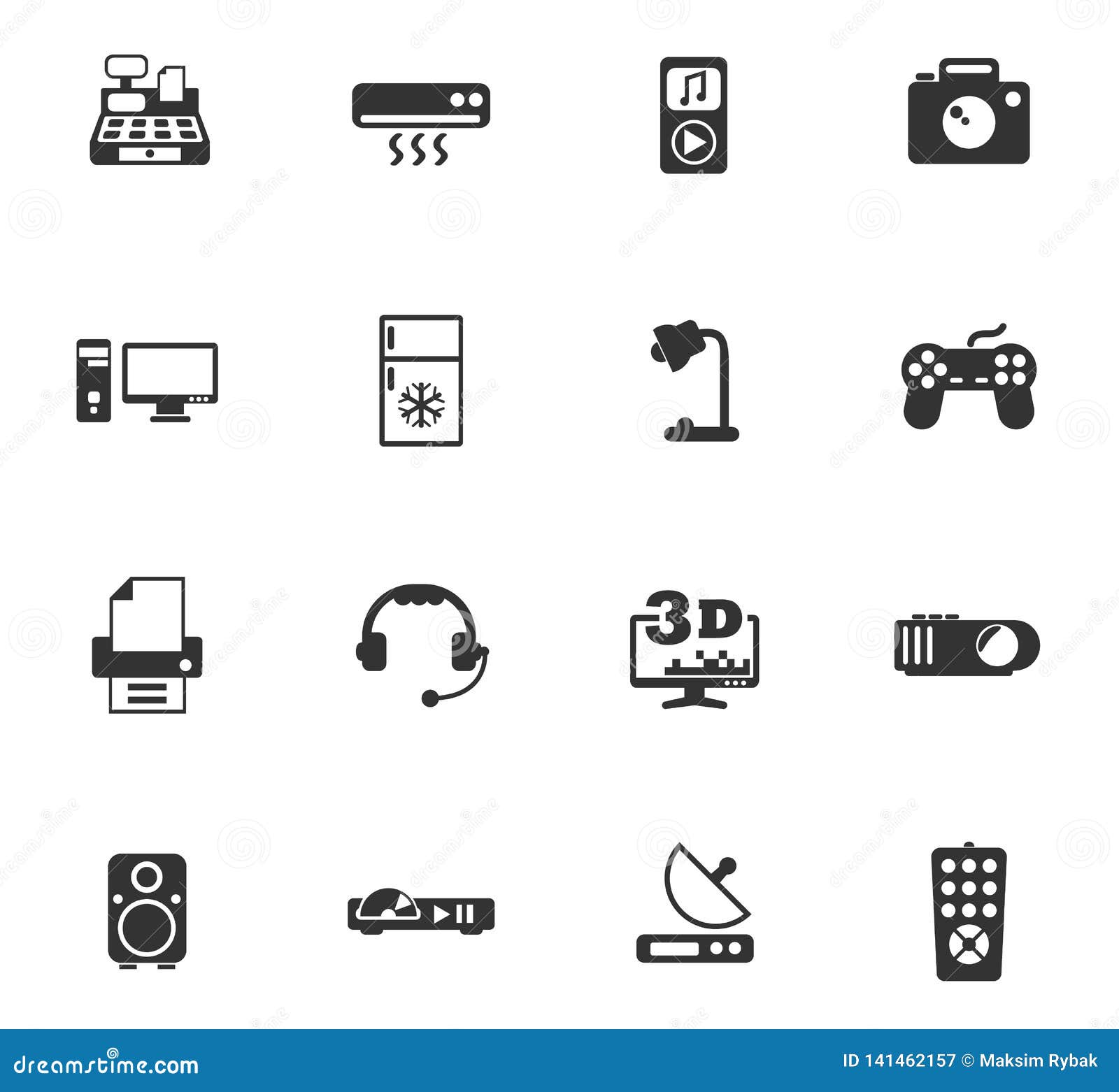 Electronics Supermarket Icon Set Stock Vector - Illustration of ...