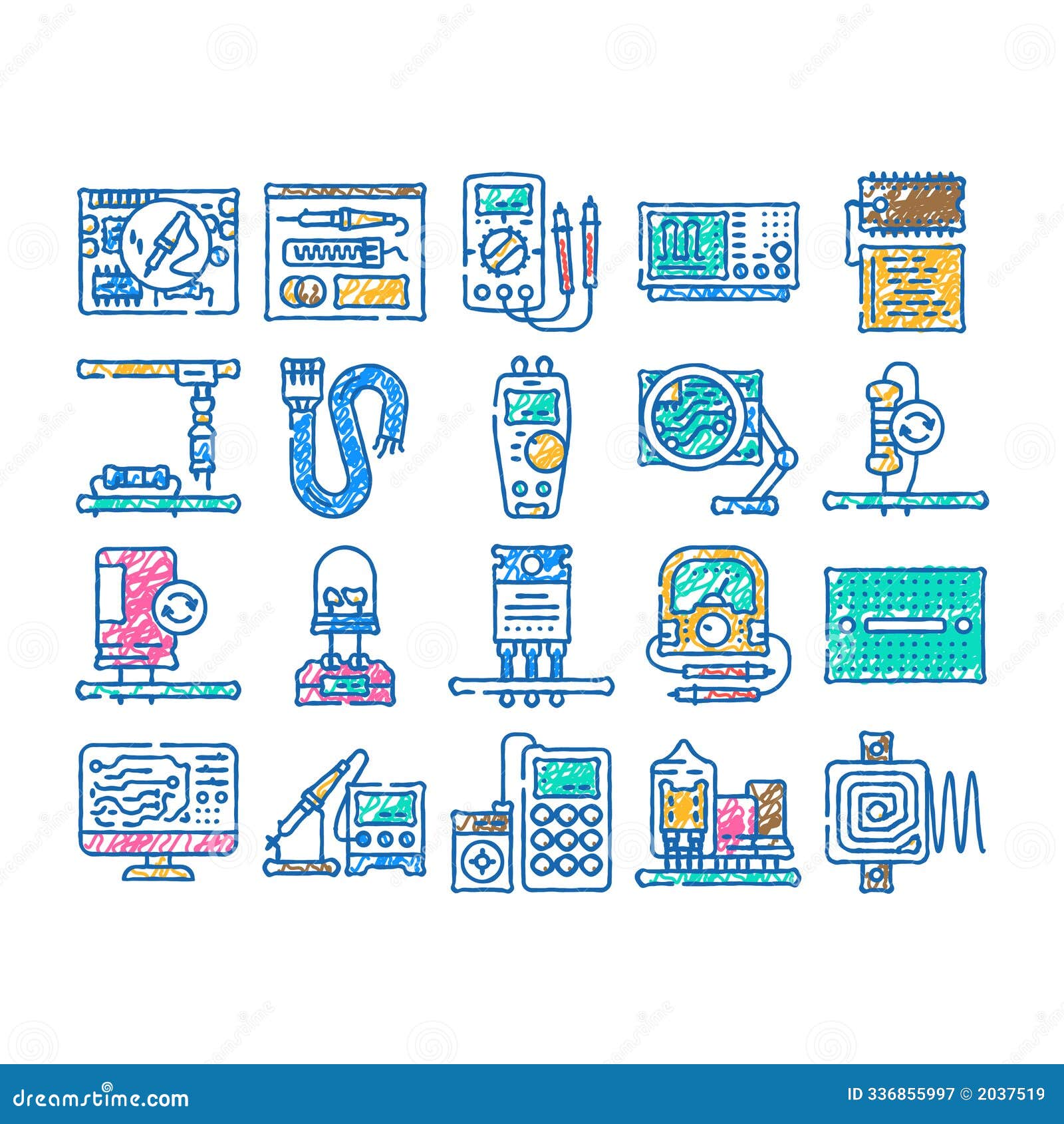 Electronics Technician Industry Icon Hand Drawn Stock Vector ...