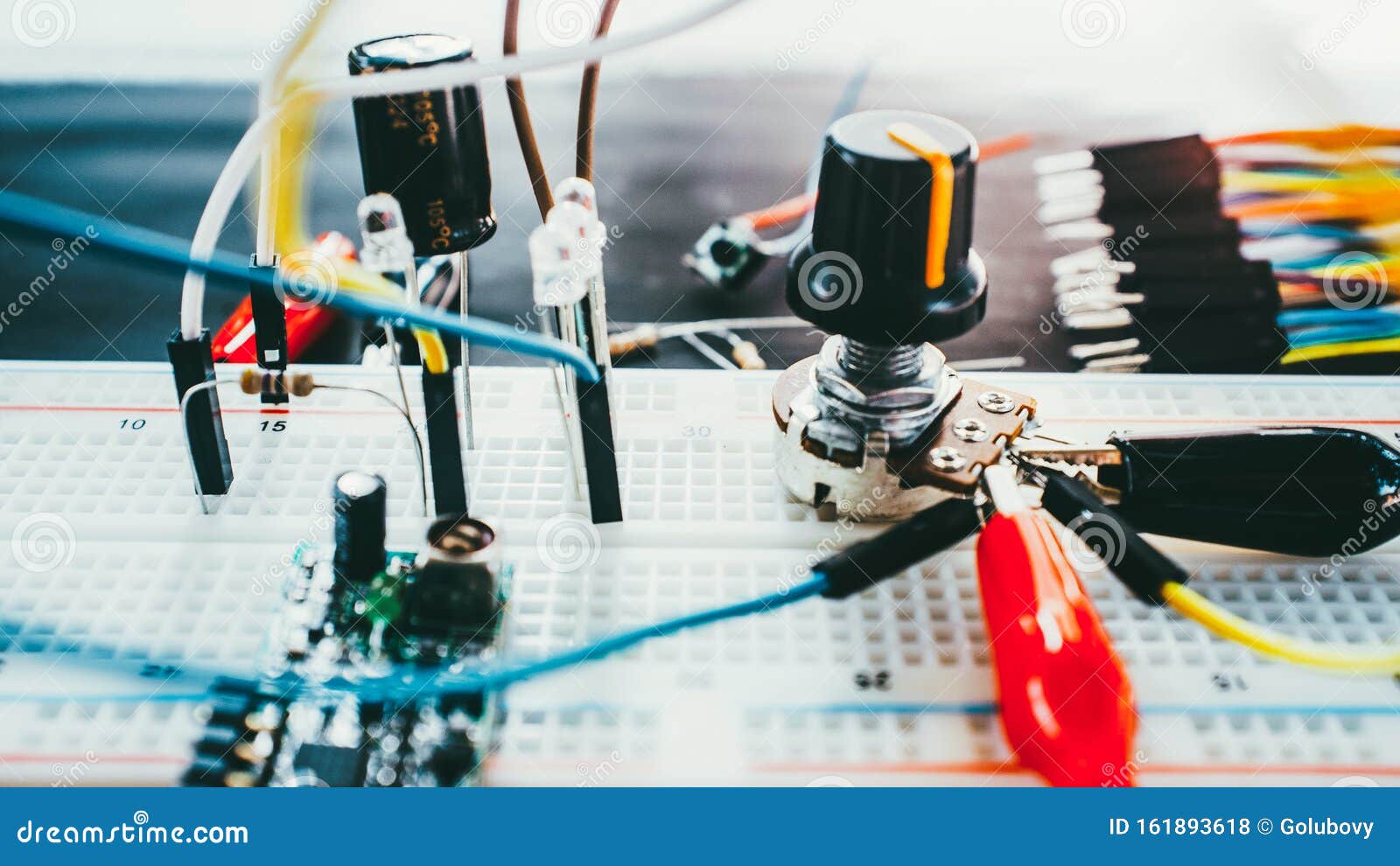 Electronics Technology Breadboard Colorful Wires Stock Photo - Image of ...