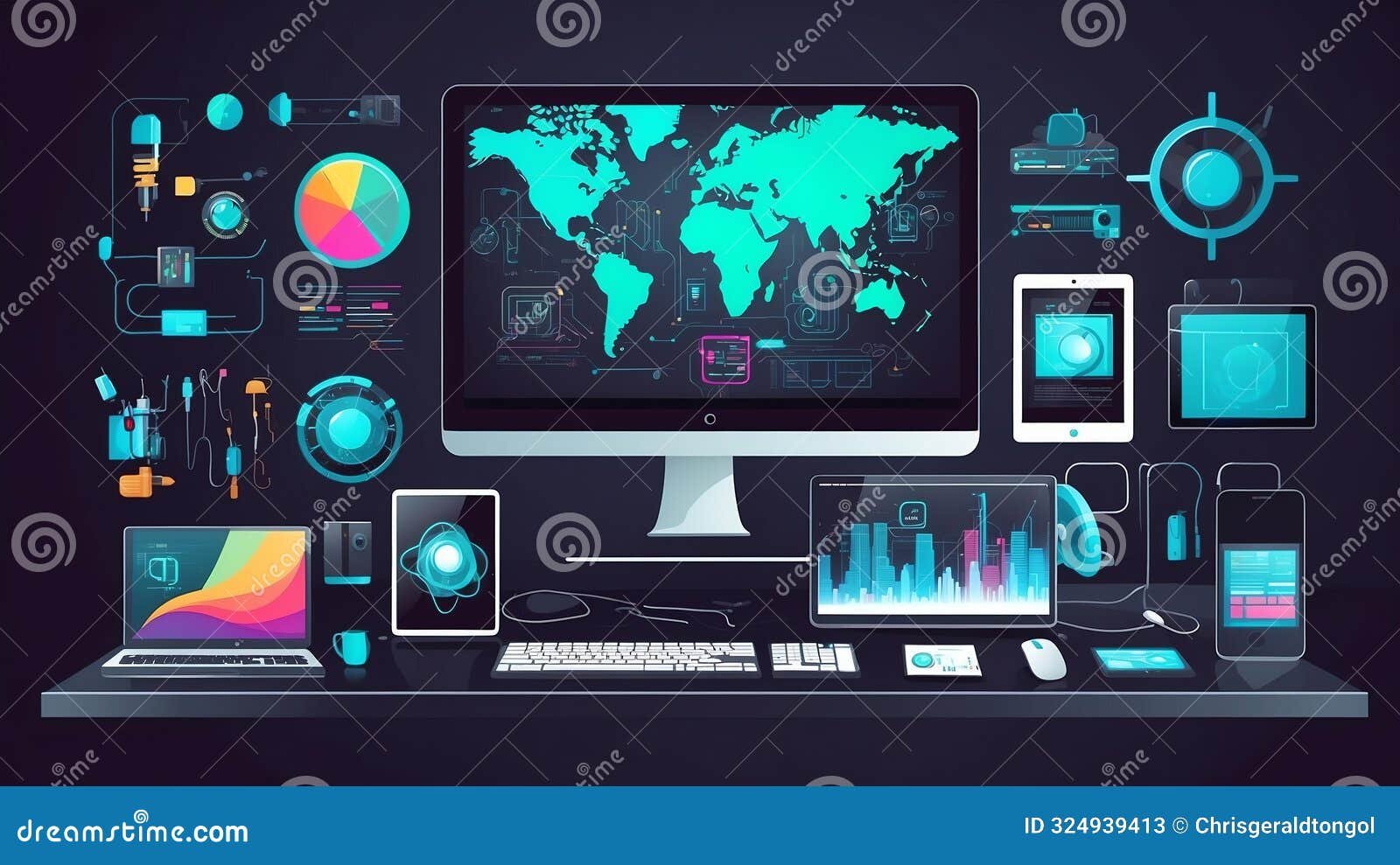 Electronics Themed Wallpaper for Presentations and Off Ai Generated ...