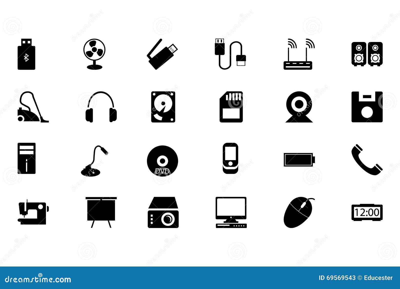 Electronics Vector Icons 2 stock illustration. Illustration of headset ...