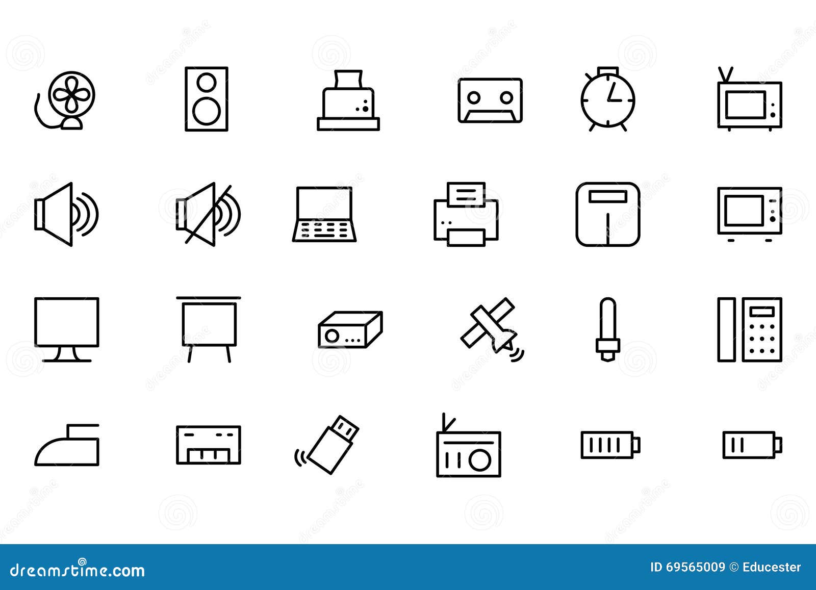 Electronics Vector Line Icons 2 Stock Illustration - Illustration of ...