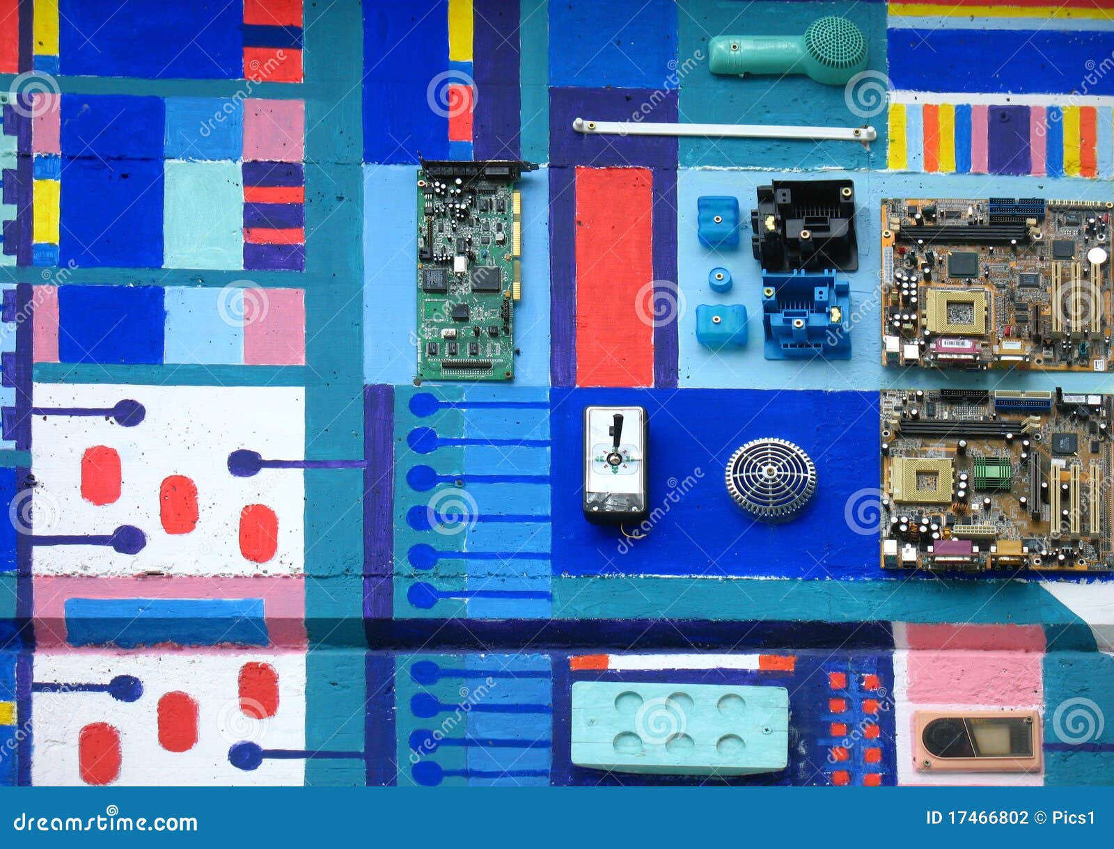 Electronics on a wall stock photo. Image of abstract - 17466802