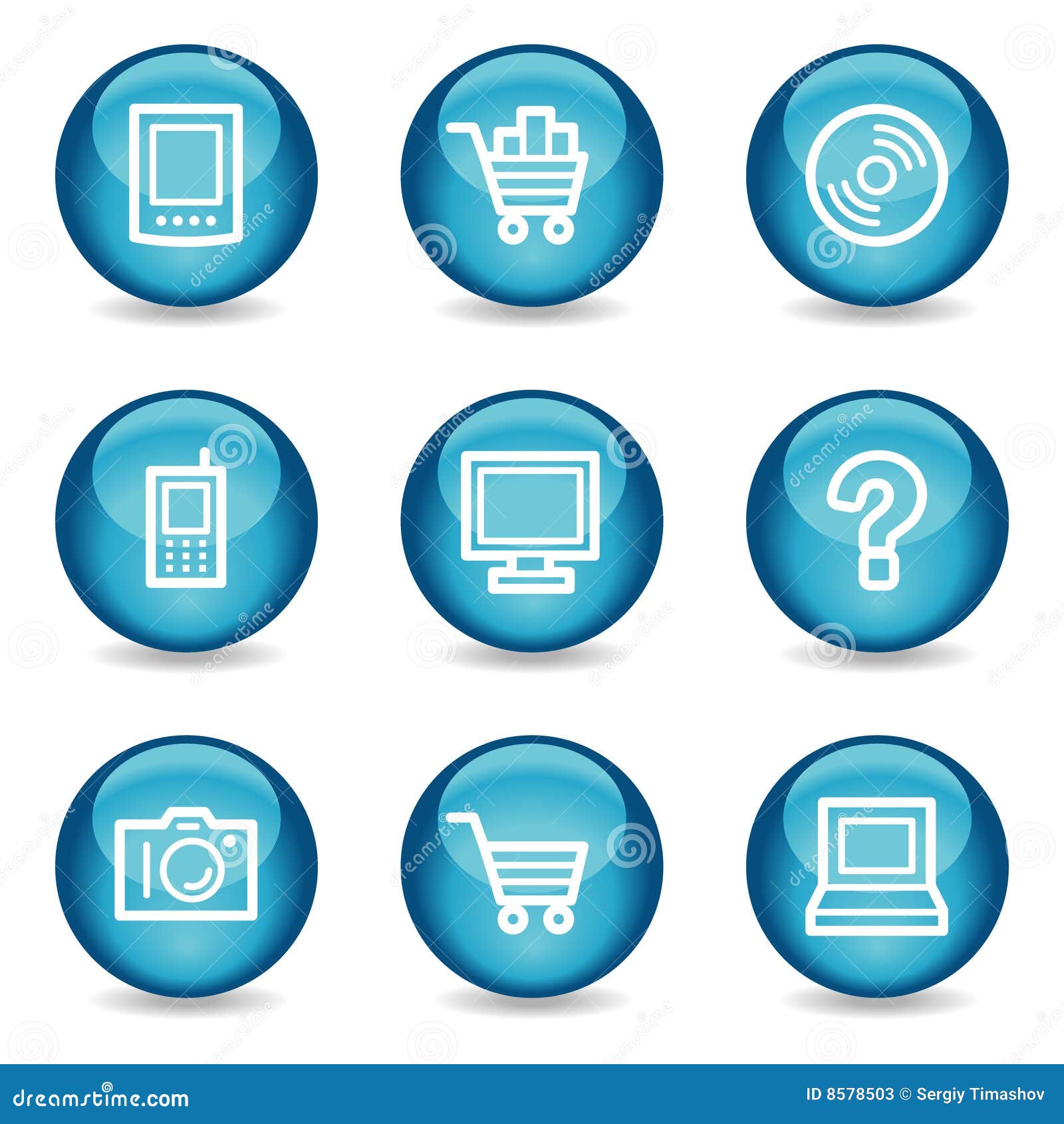 Electronics Web Icons, Blue Glossy Sphere Series Stock Vector ...