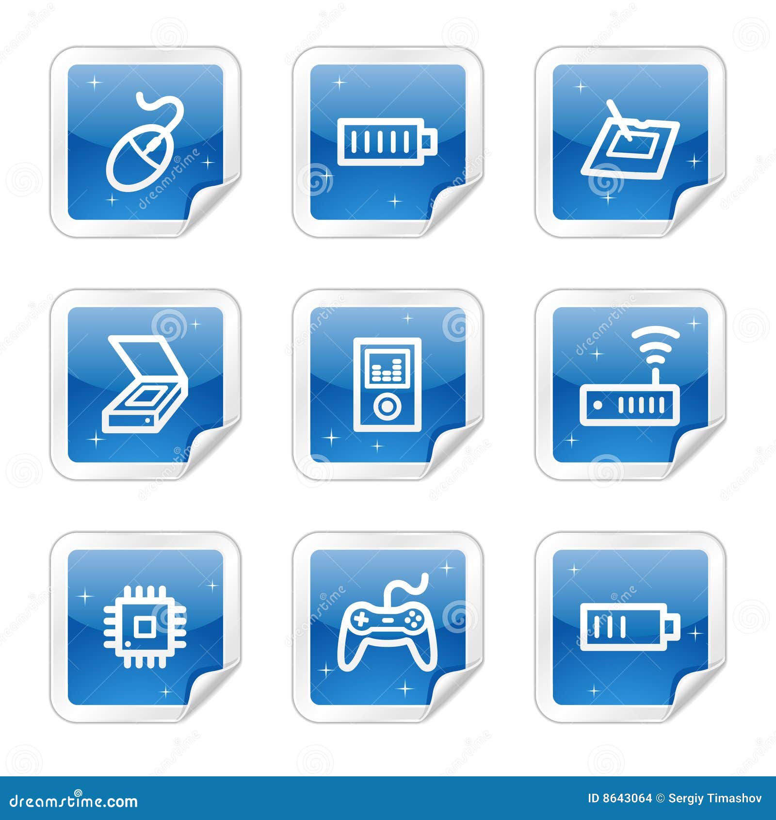 Electronics Web Icons, Blue Sticker Series Set 2 Stock Vector ...