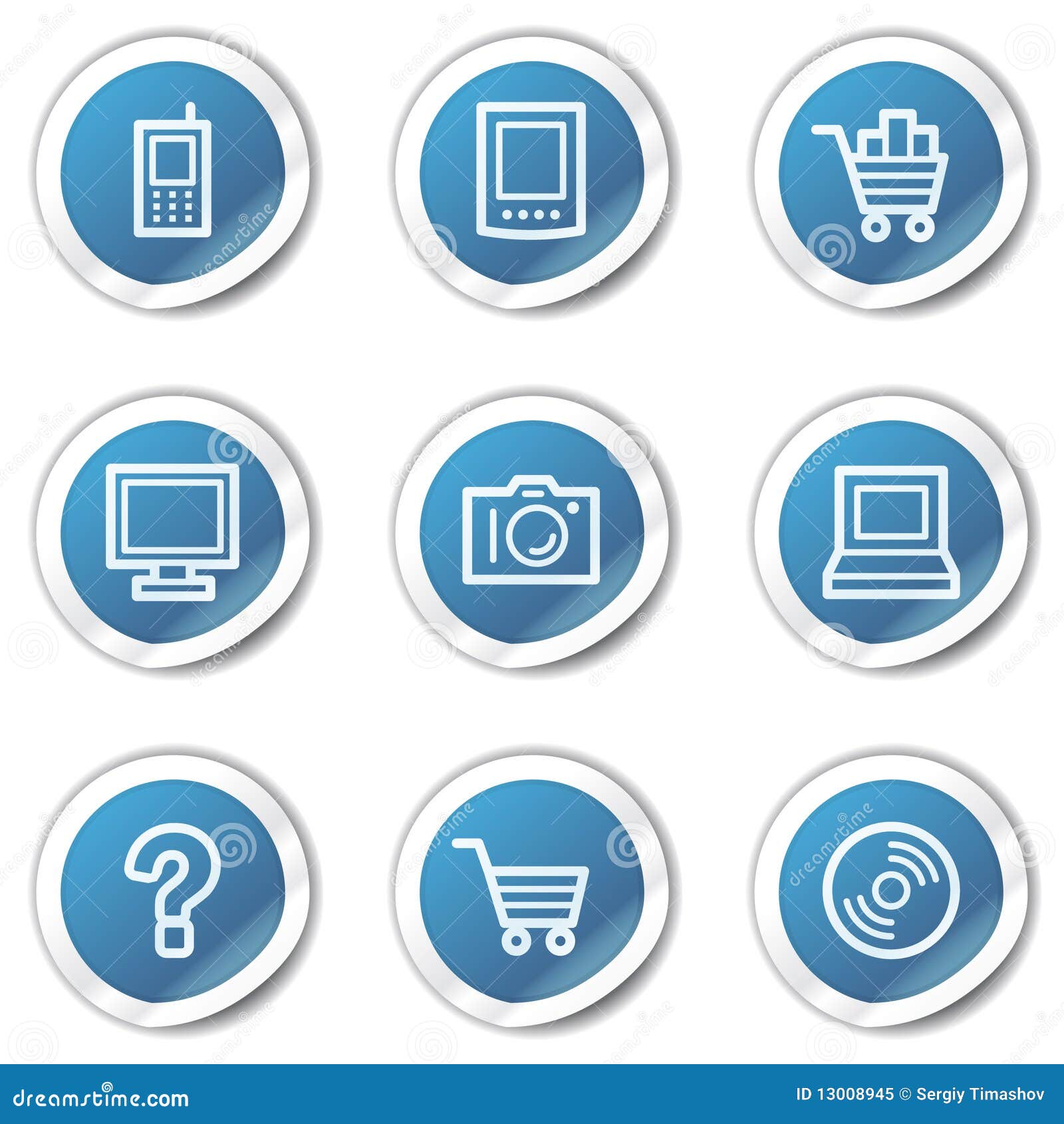 Electronics Web Icons Set 1, Blue Sticker Series Stock Vector ...