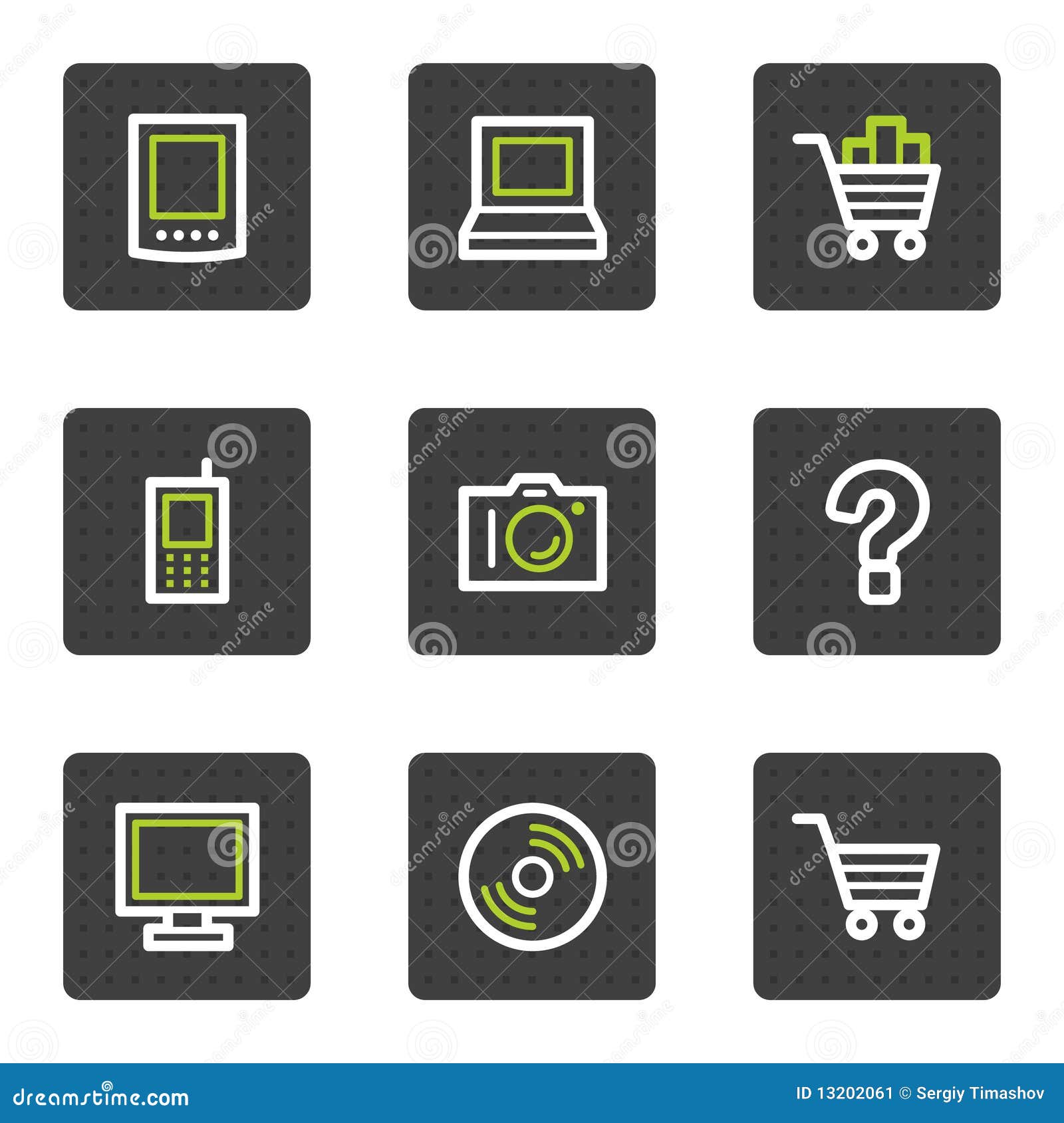 Electronics Web Icons Set 1, Grey Square Buttons Stock Vector ...