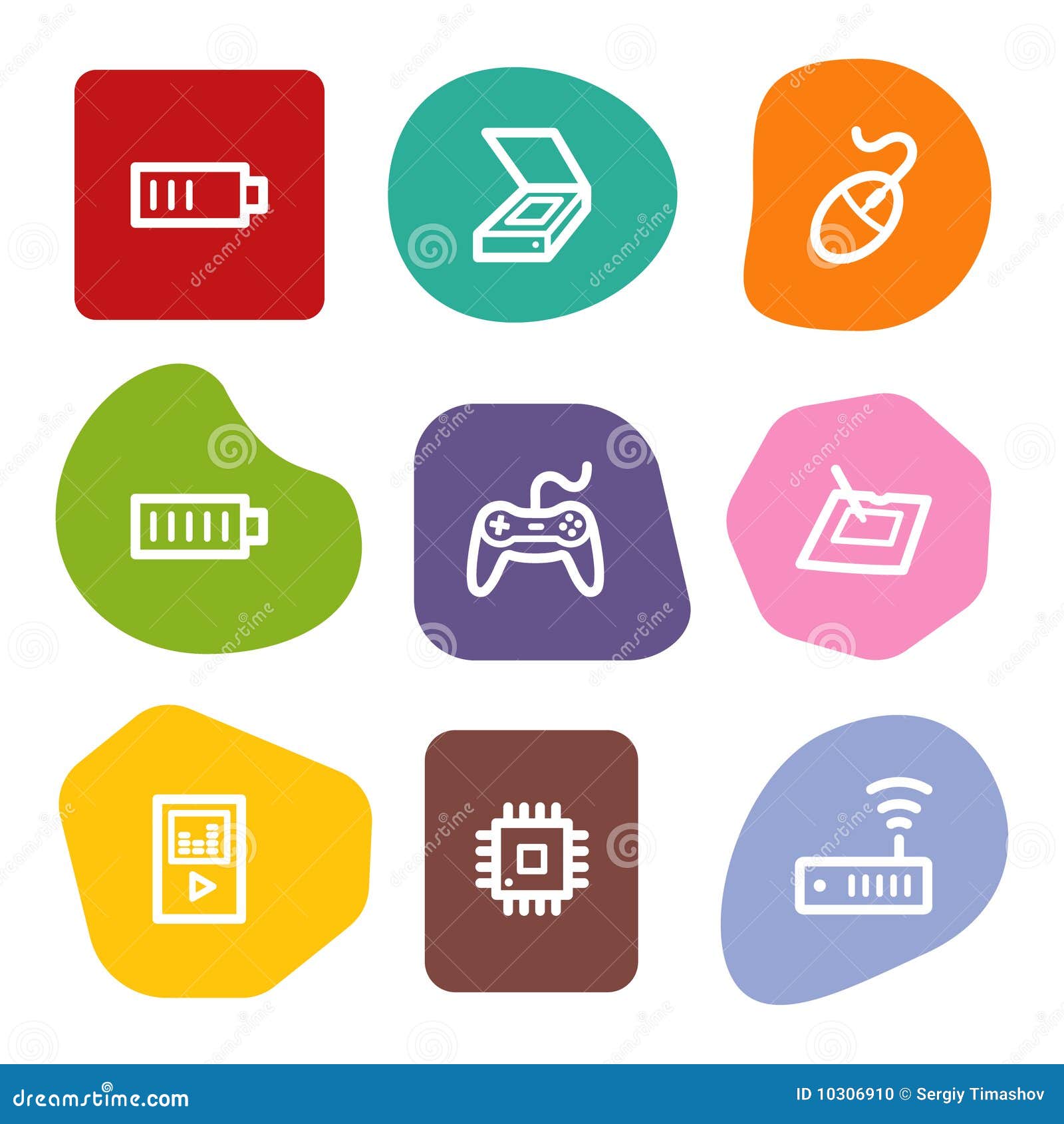Electronics Web Icons Set 2, Colour Spots Series Stock Vector ...
