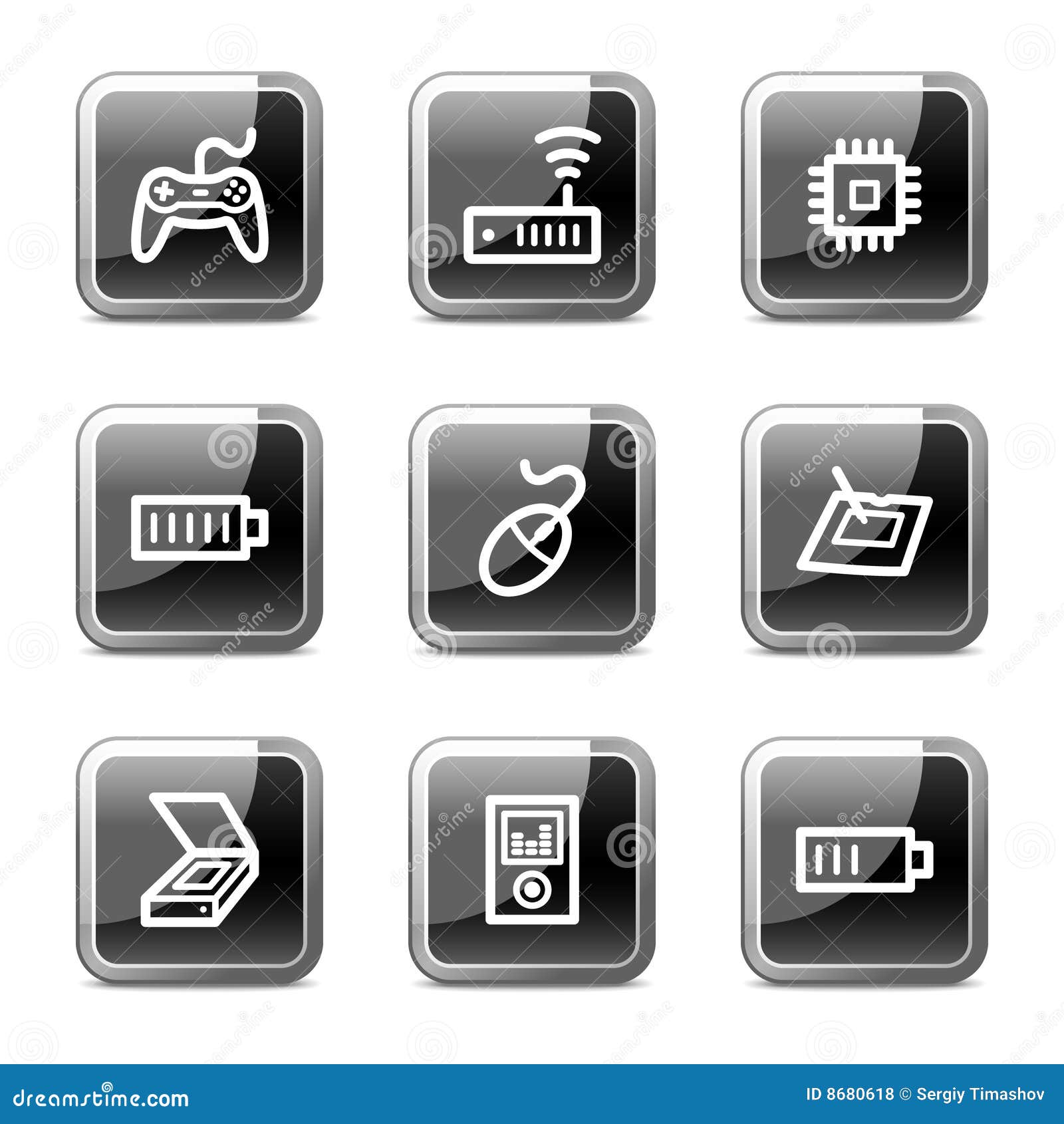 Electronics Web Icons Set 2, Glossy Buttons Series Stock Vector ...