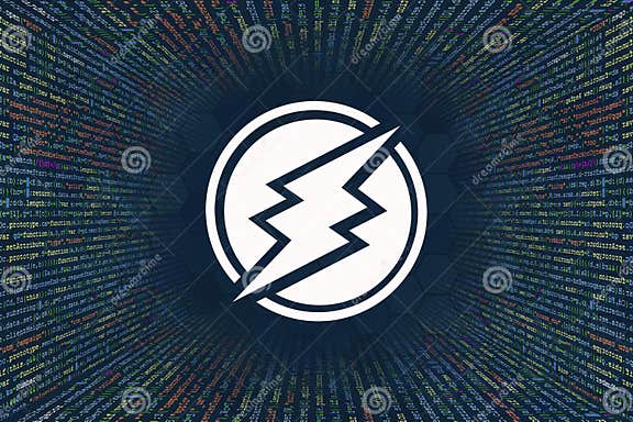 Electronium Etn Cryptocurrency Symbol A Tunnel From A Computer Program Code Stock Image 