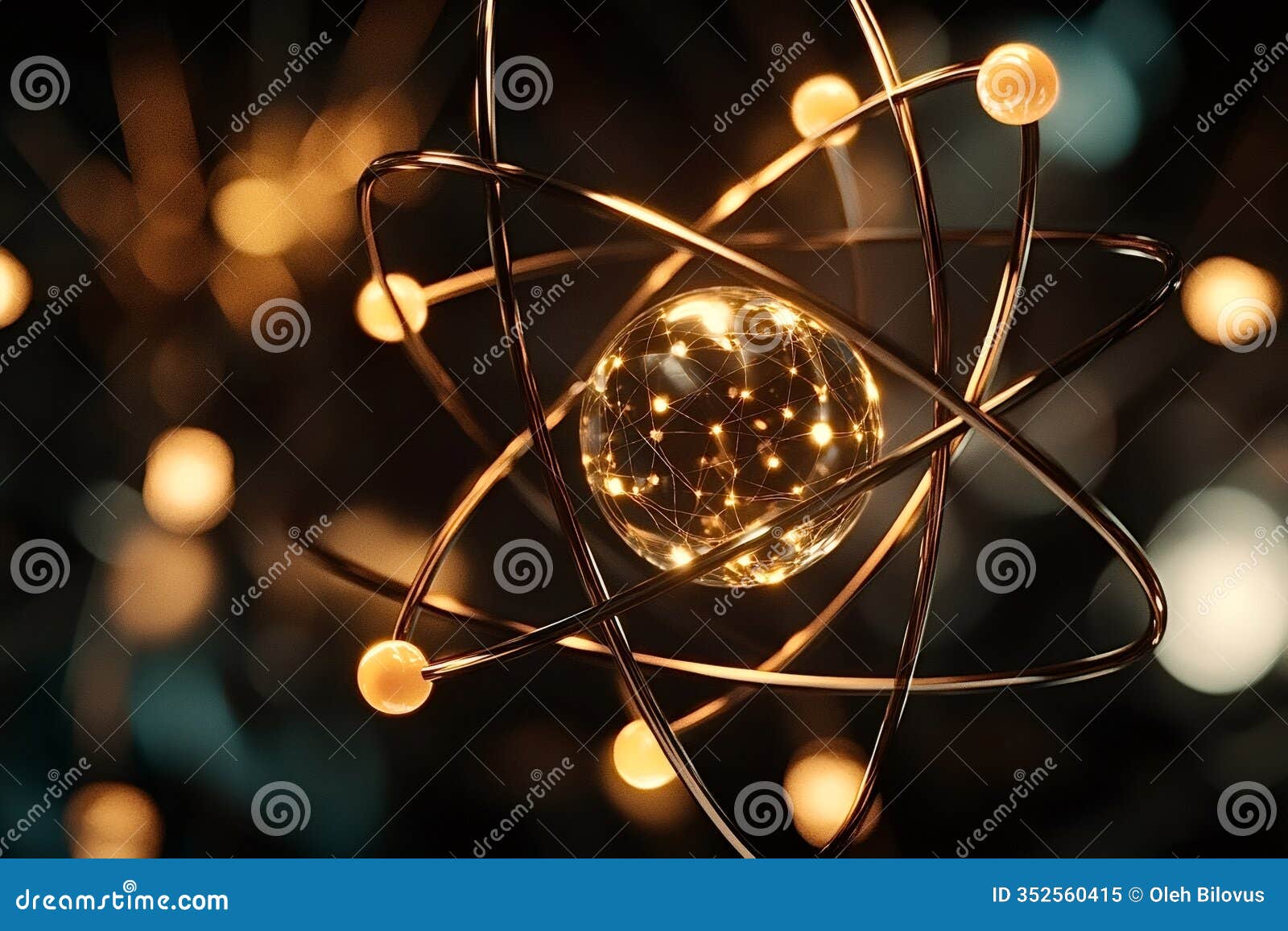 Electrons Orbiting Around Nucleus in Atom Structure Model Stock Image ...