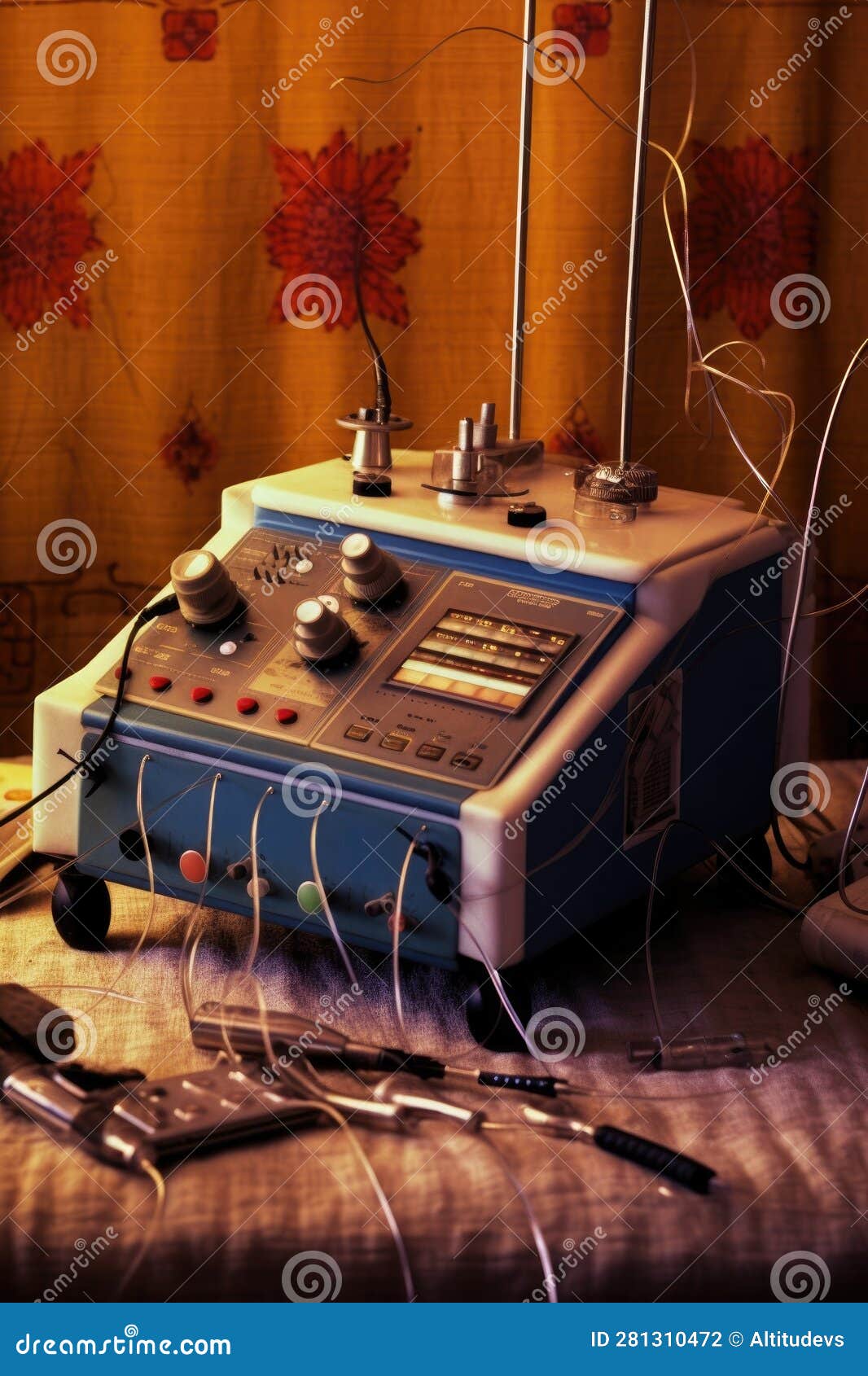 Electrotherapy Equipment with Electrodes and Wires Stock Illustration ...