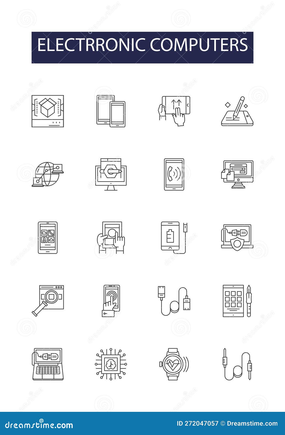 Electrronic Computers Line Vector Icons and Signs. Computers, Computers ...