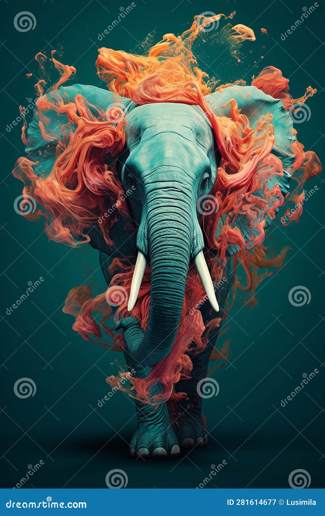 Elefant Is A Boy In An Abstract New Year's Wreath. Hand Drawing For ...