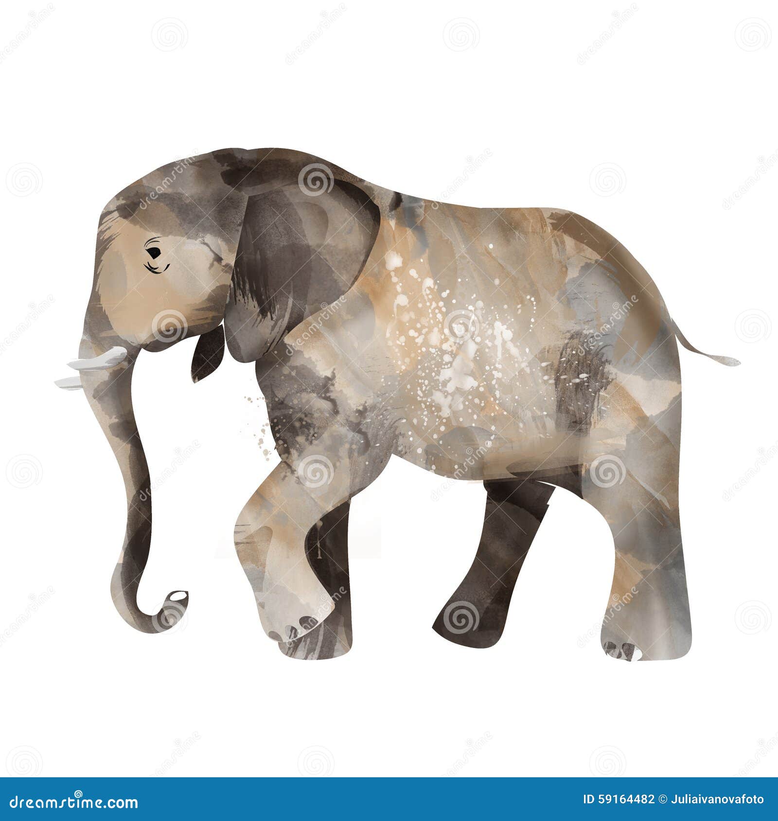 Elefant Gemalte Aquarellillustration Stock Abbildung - Illustration von ...
