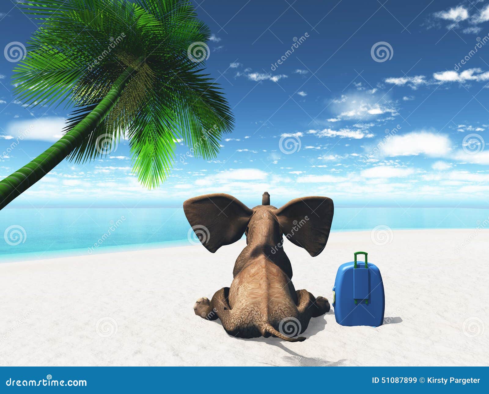 Elefant Gesessen Auf Dem Strand Stock Abbildung - Illustration von ...