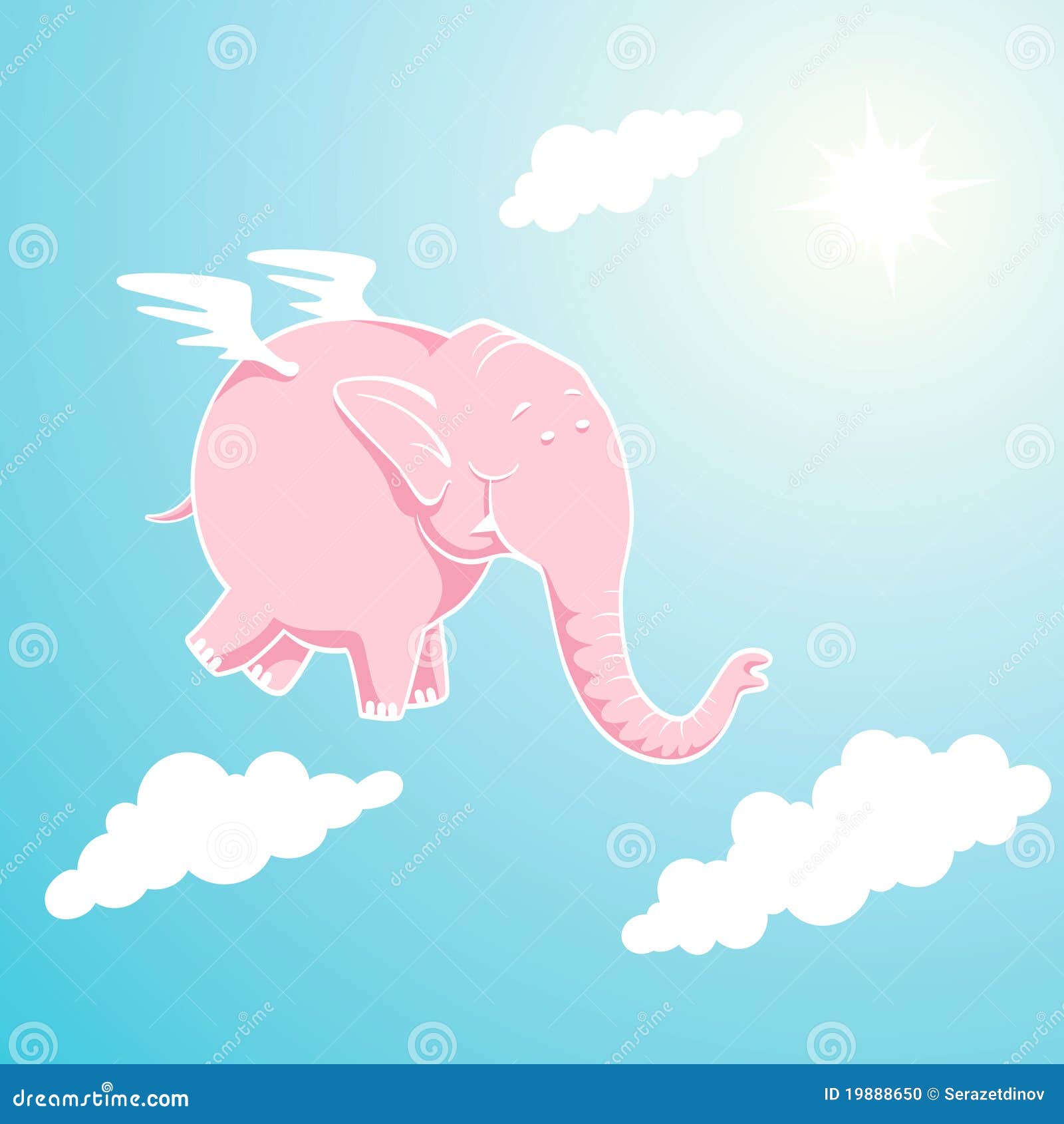 Elefante rosado que vuela ilustración del vector. Ilustración de ...