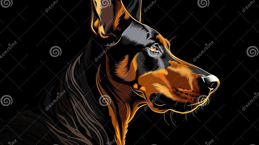 Elegance in Darkness stock illustration. Illustration of doberman - 290567744