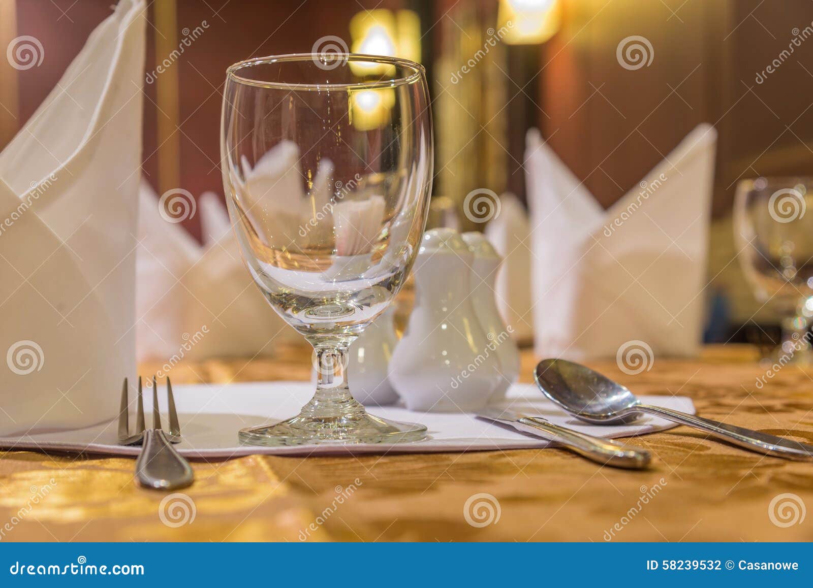 Elegance of Glasses on Table Set Up for Dinning Room. Stock Photo ...