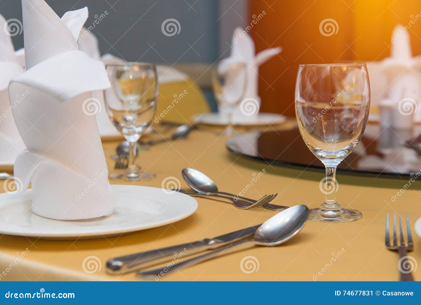 Elegance of Glasses on Table Set Up for Dinning Room Stock Image ...