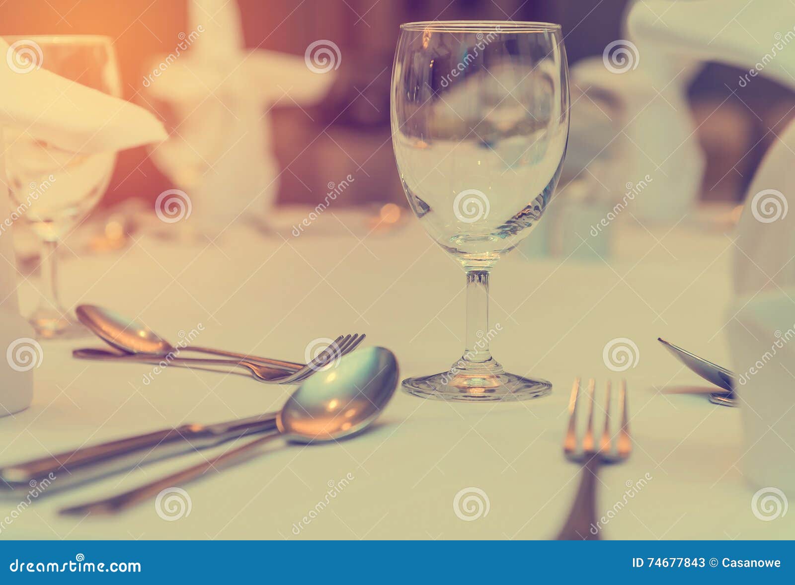 Elegance of Glasses on Table Set Up for Dinning Room Stock Image ...