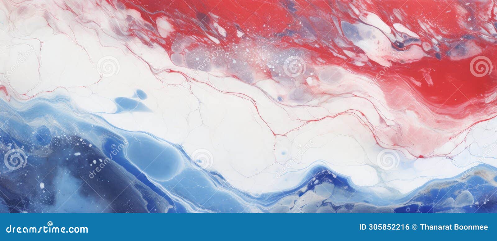 Elegance Meets Color in this Abstract Marbled White, Red, and Blue ...