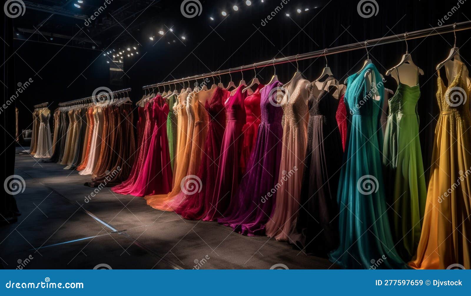 Elegance in a Row: Multi Colored Garments Hanging on Coathangers ...