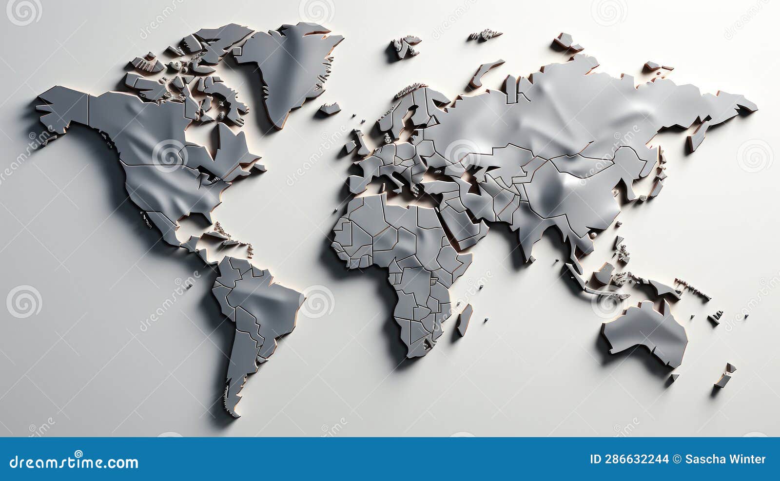 Elegance in Silver: Minimalistic Silver World Map on White Stock ...