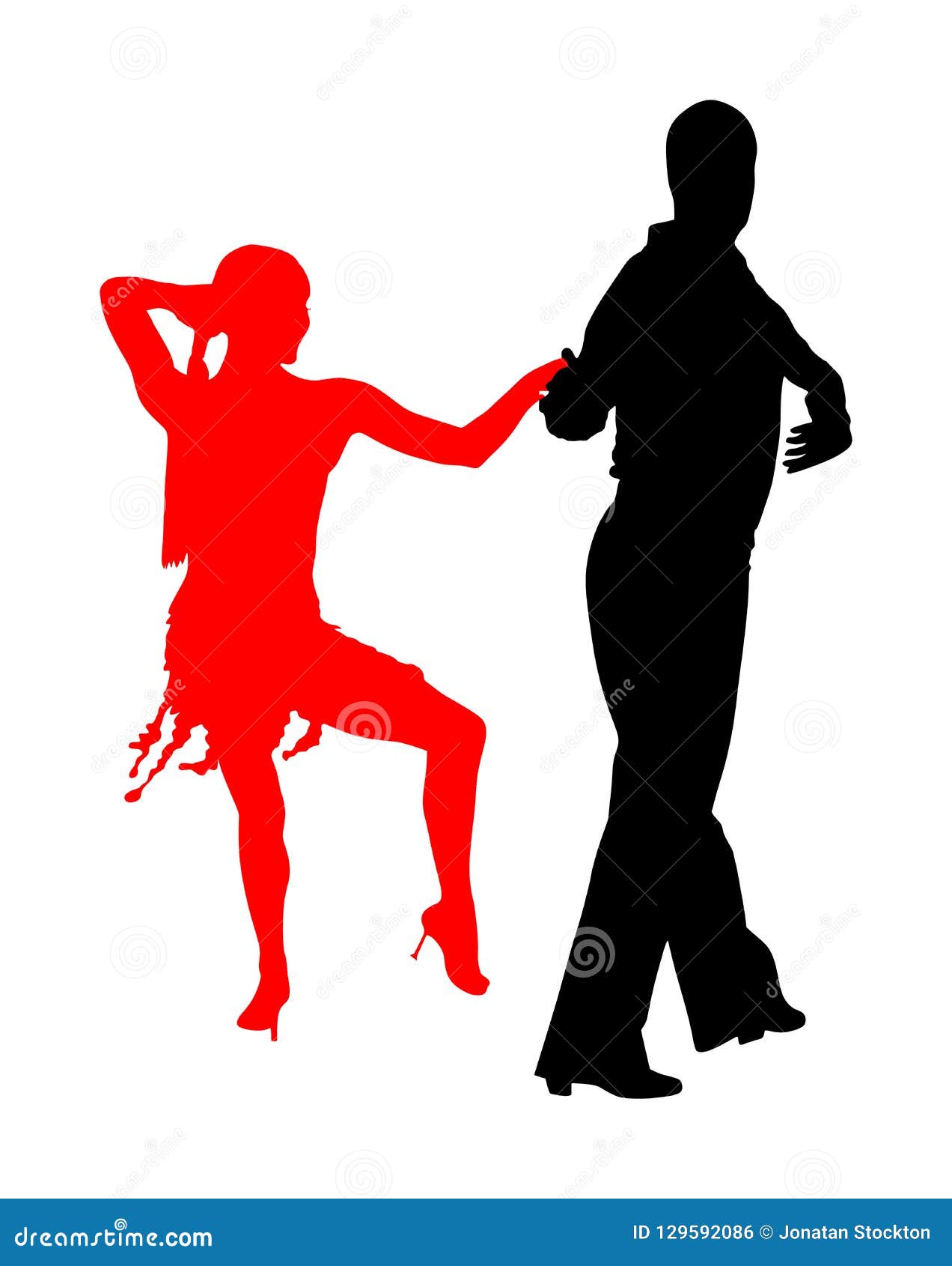 Elegance Tango Latino Dancers Vector Silhouette Isolated On White