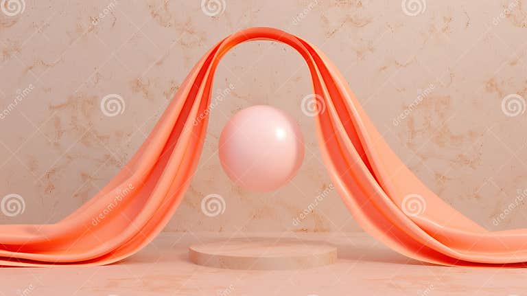 Elegant Abstract Composition with Draped Fabric and Sphere Stock ...