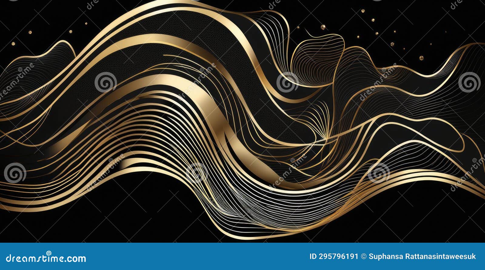 Elegant Abstract Gold Curve Line on Black Background Stock Illustration ...
