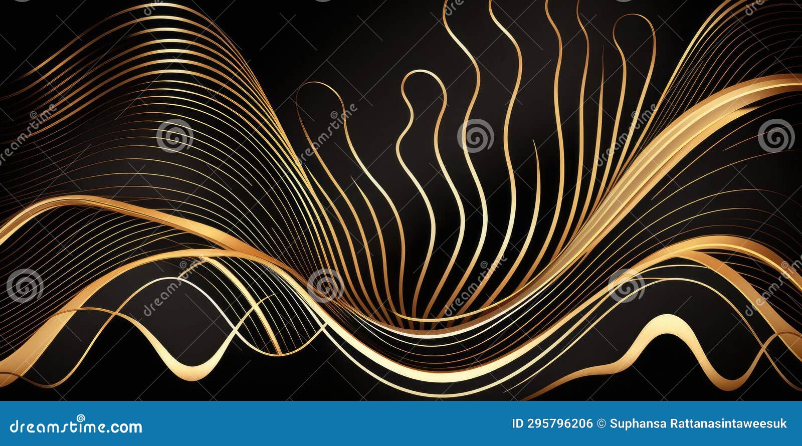 Elegant Abstract Gold Curve Line on Black Background Stock Illustration ...