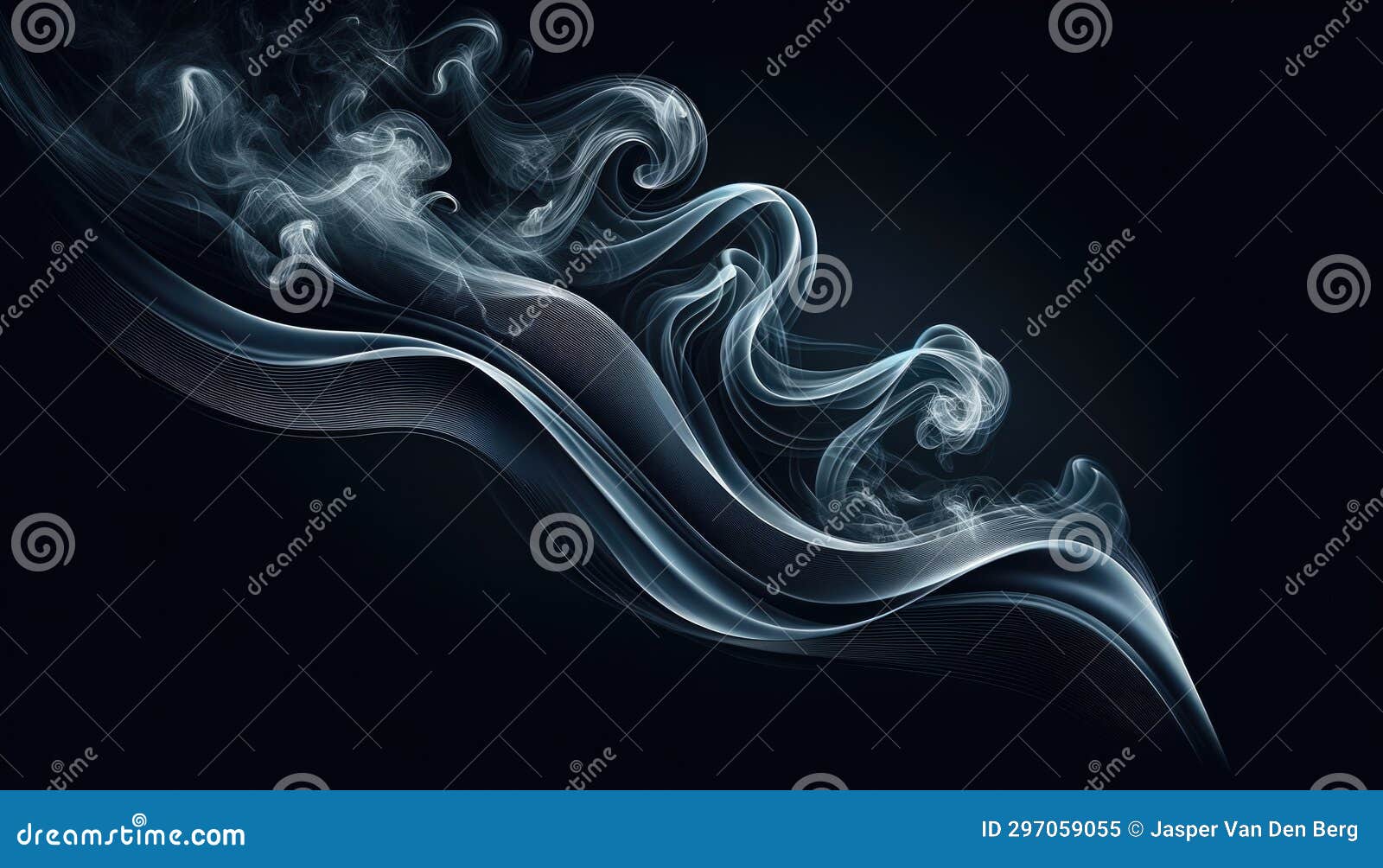 Abstract Smoke Waves on Dark Background, AI Generated Stock ...