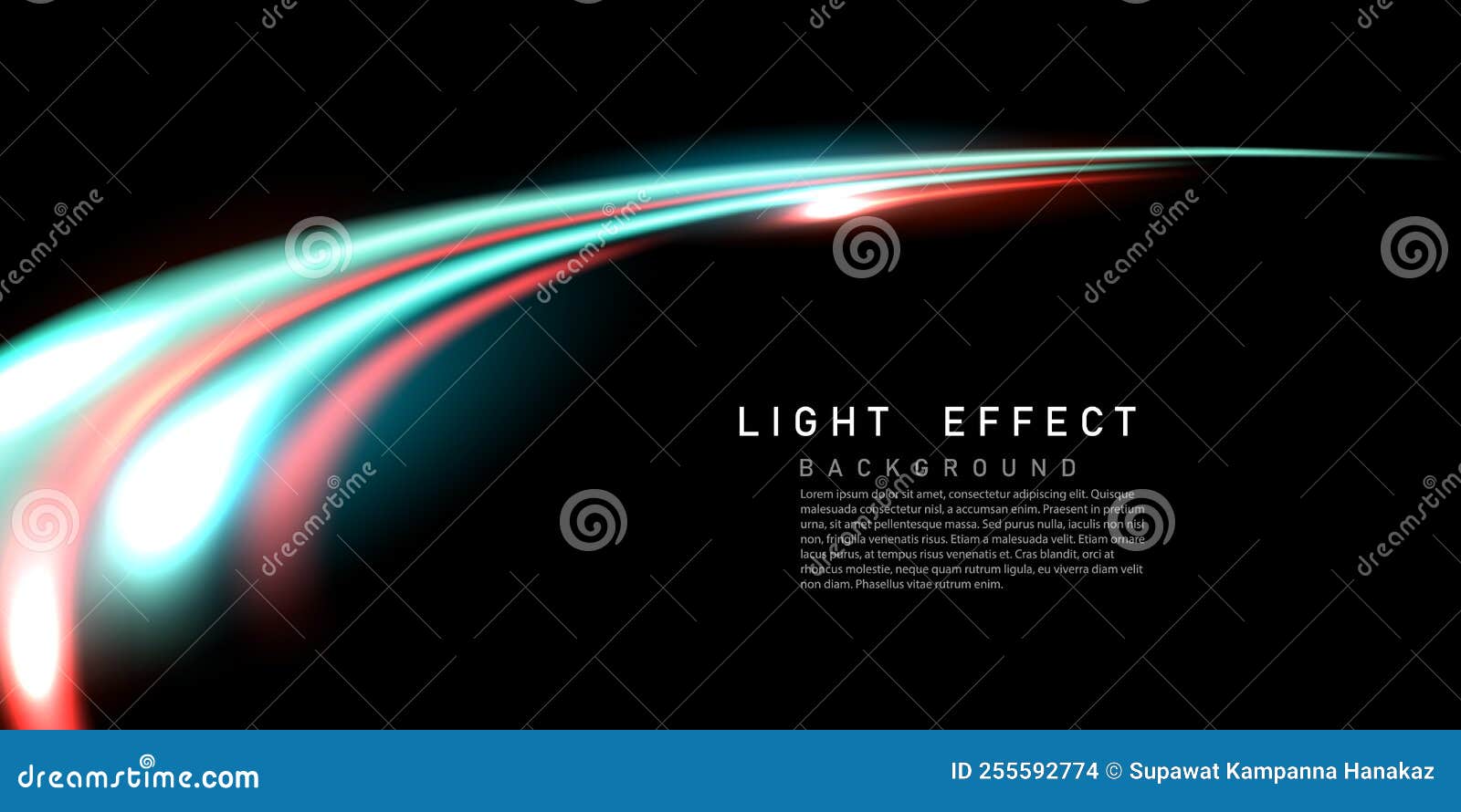 Elegant Abstract Light Line Effect Design Vector Illustration on Black ...