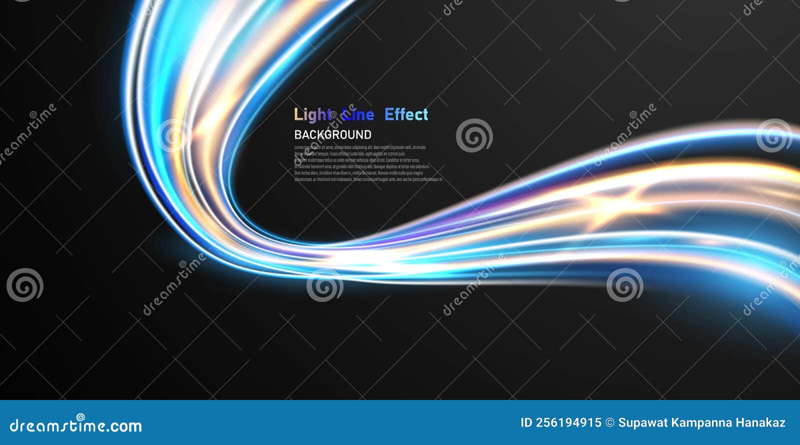 Elegant Abstract Light Line Effect Design Vector Illustration on Black ...