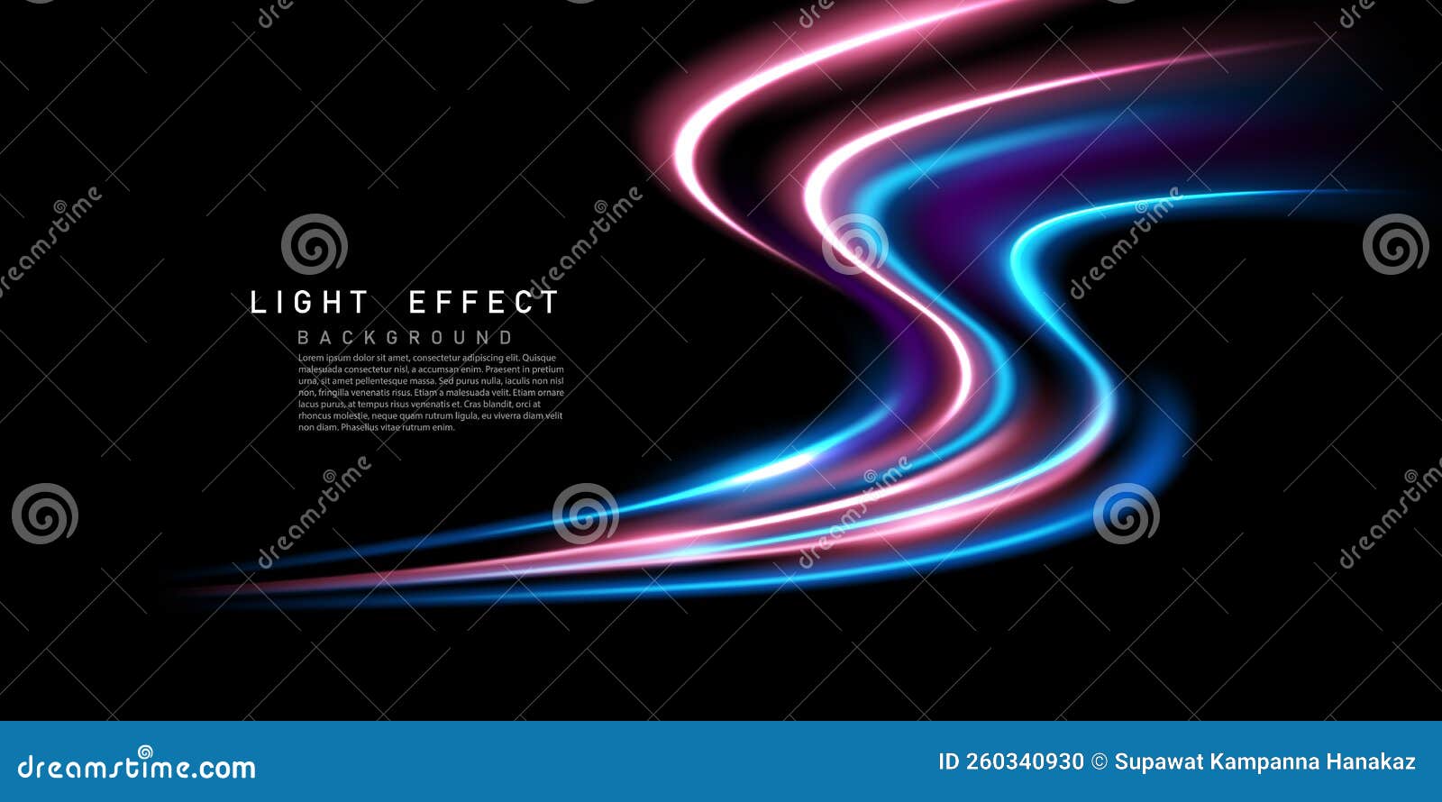 Elegant Abstract Light Line Effect Design Vector Illustration on Black ...