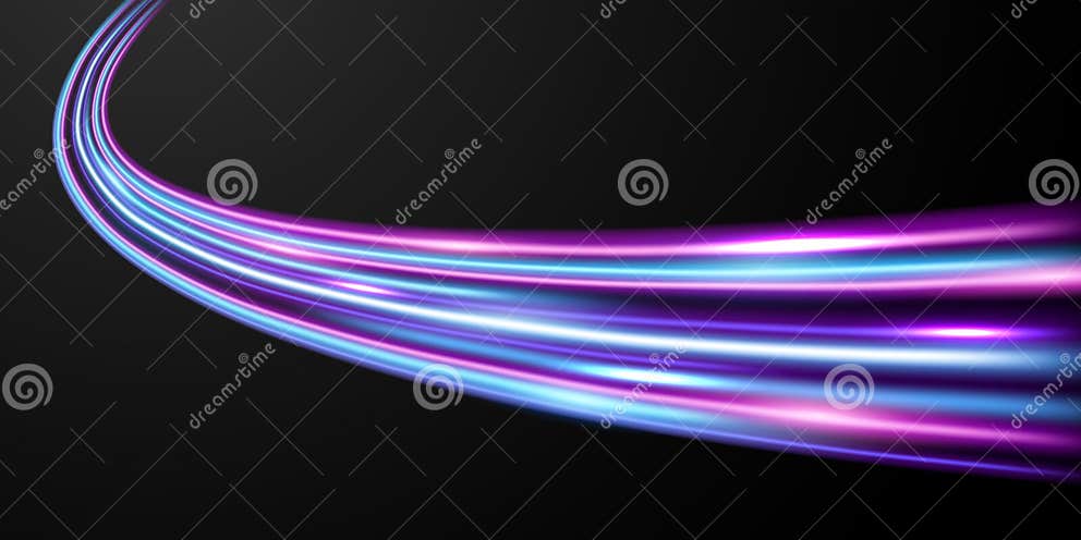 Elegant Abstract Light Line Effect Design Vector Illustration on Black ...