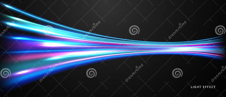 Elegant Abstract Light Line Effect Design Vector Illustration on Black ...