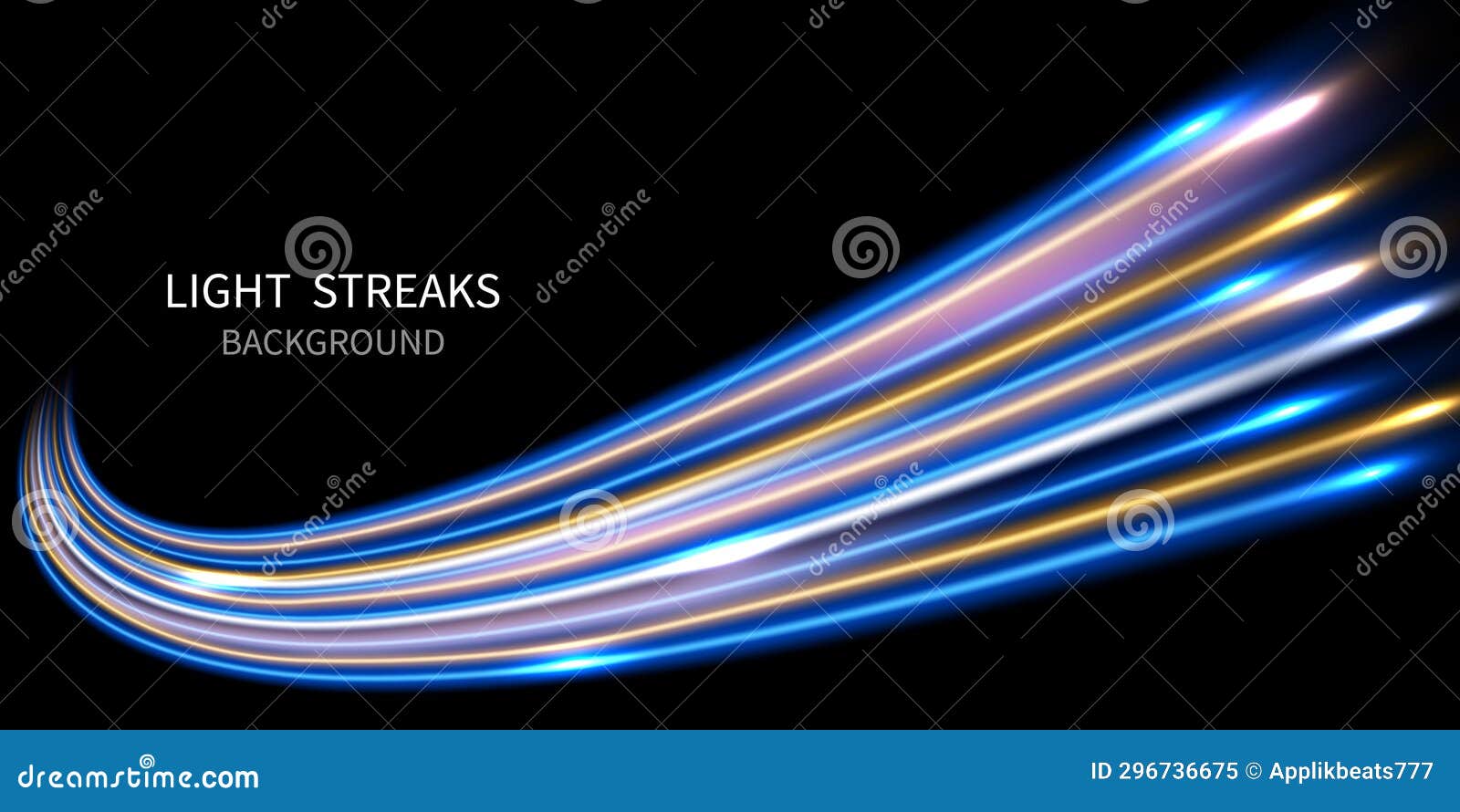 Elegant Abstract Light Line Effect Design Vector Illustration on Black ...