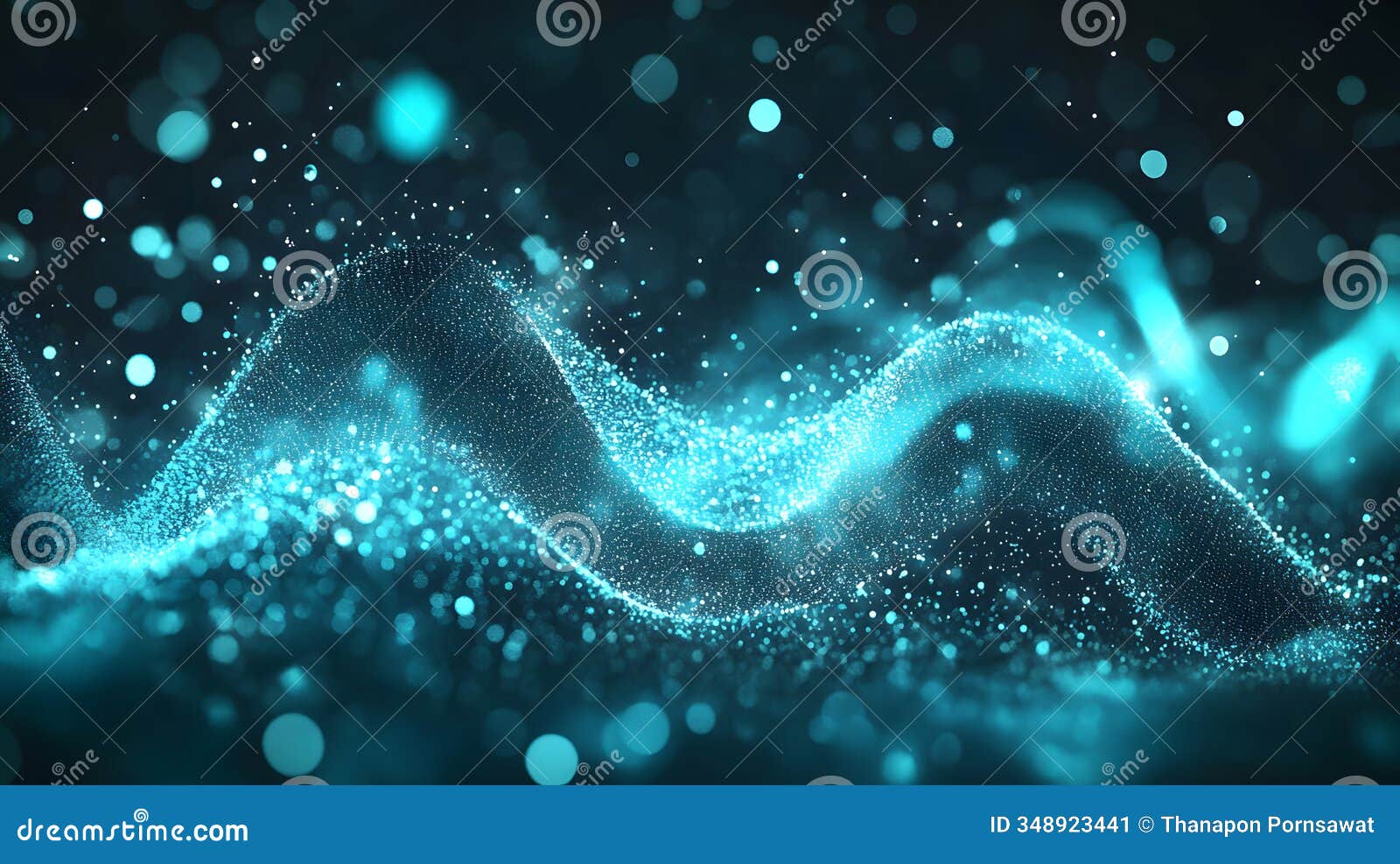 Abstract Teal Particle Wave Background Digital Art Tech Energy AI ...