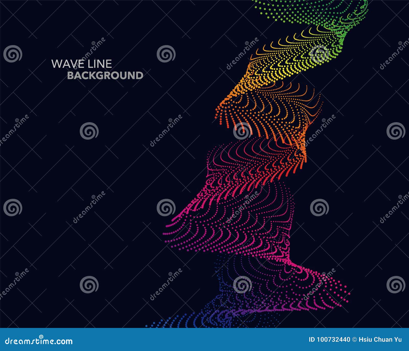 Elegant Abstract Vector Spectrum Rainbow Gradient Wave Dot Line Stock ...