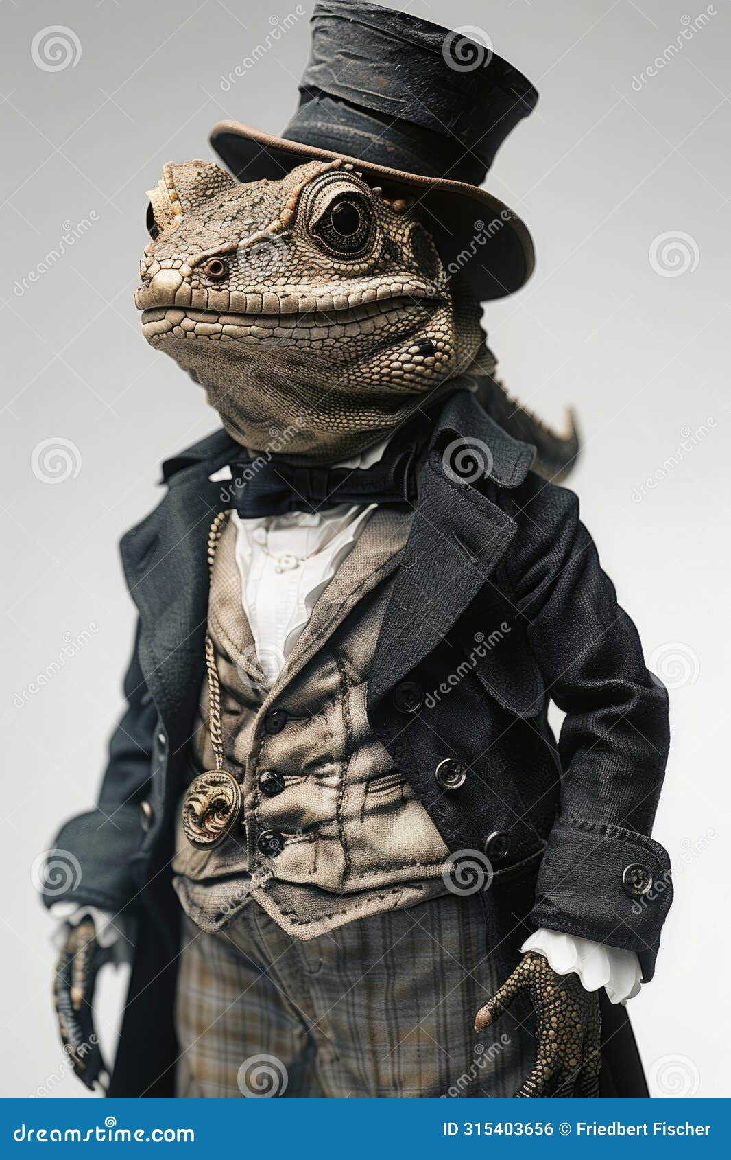 Elegant Anthropomorphic Lizard in Vintage Attire Posing Stock Photo ...